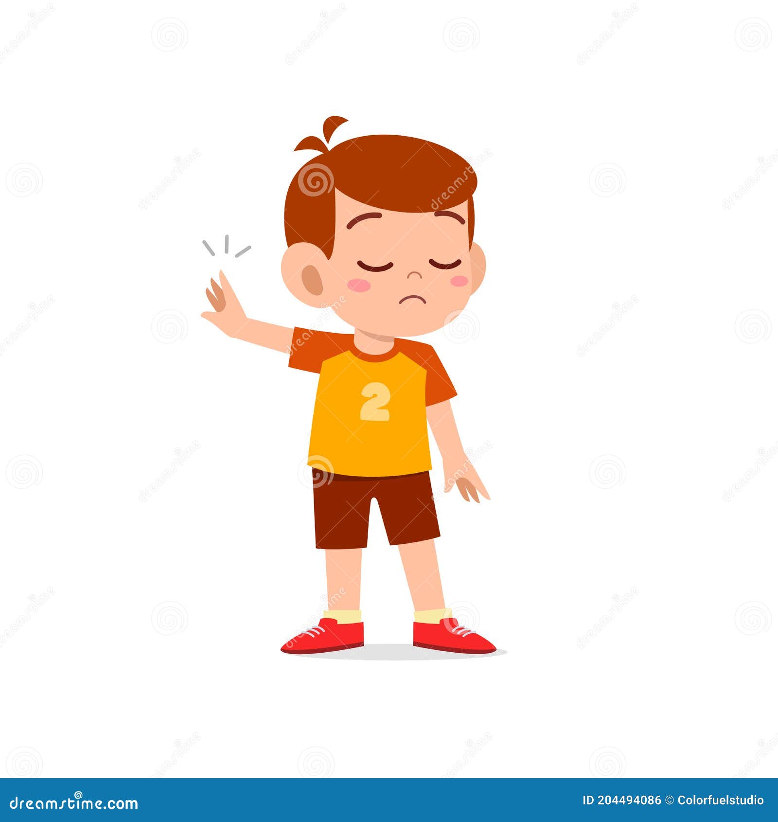 Cute Little Kid Boy Show Refuse Expression Gesture Stock Vector ...