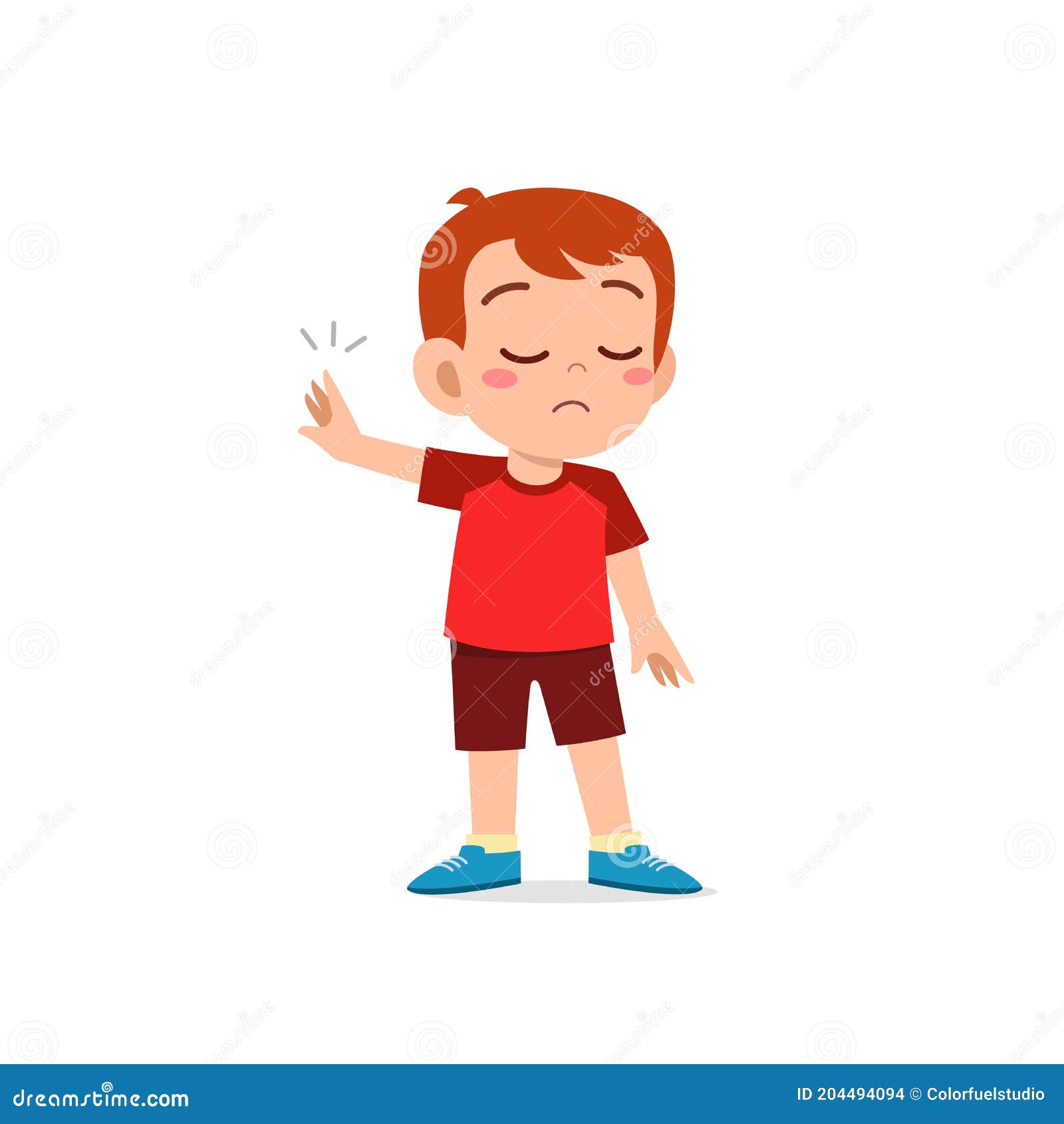Cute Little Kid Boy Show Refuse Expression Gesture Stock Vector ...