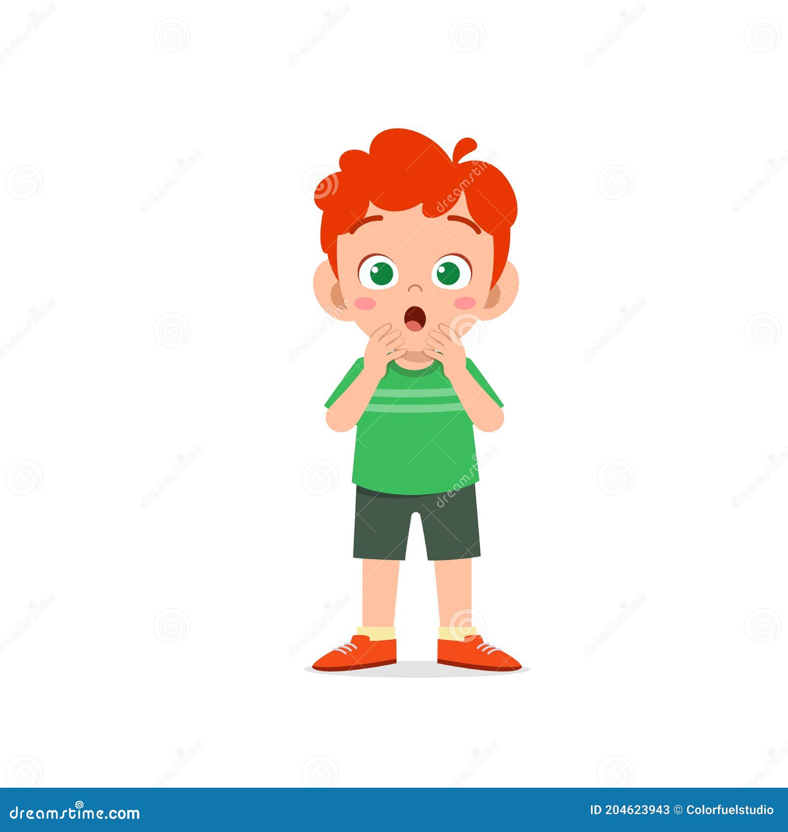 Cute Little Kid Boy Show Shock and Amazed Pose Expression Stock Vector ...