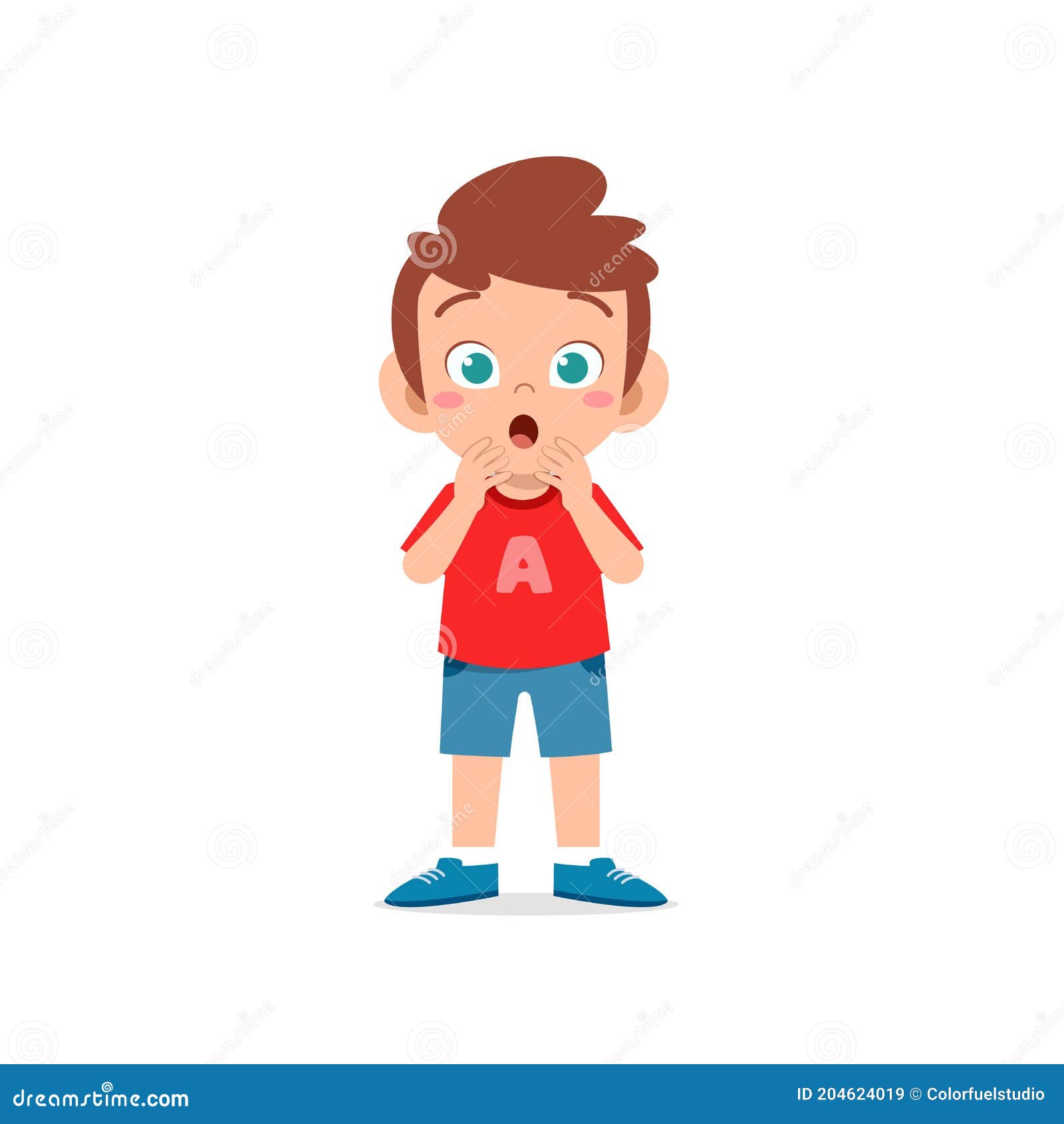 Cute Little Kid Boy Show Shock and Amazed Pose Expression Stock Vector ...