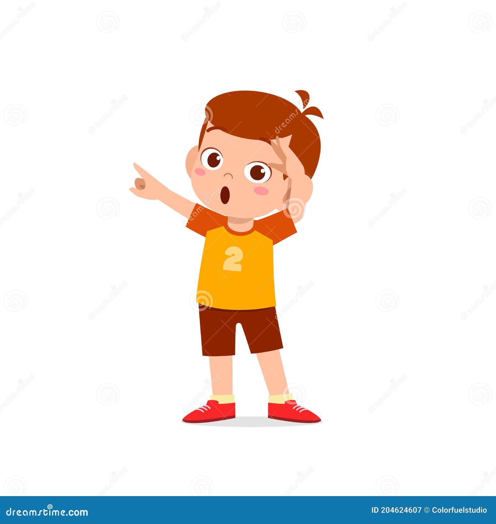 Cute Little Kid Boy Show Shock and Amazed Pose Expression Stock Vector ...