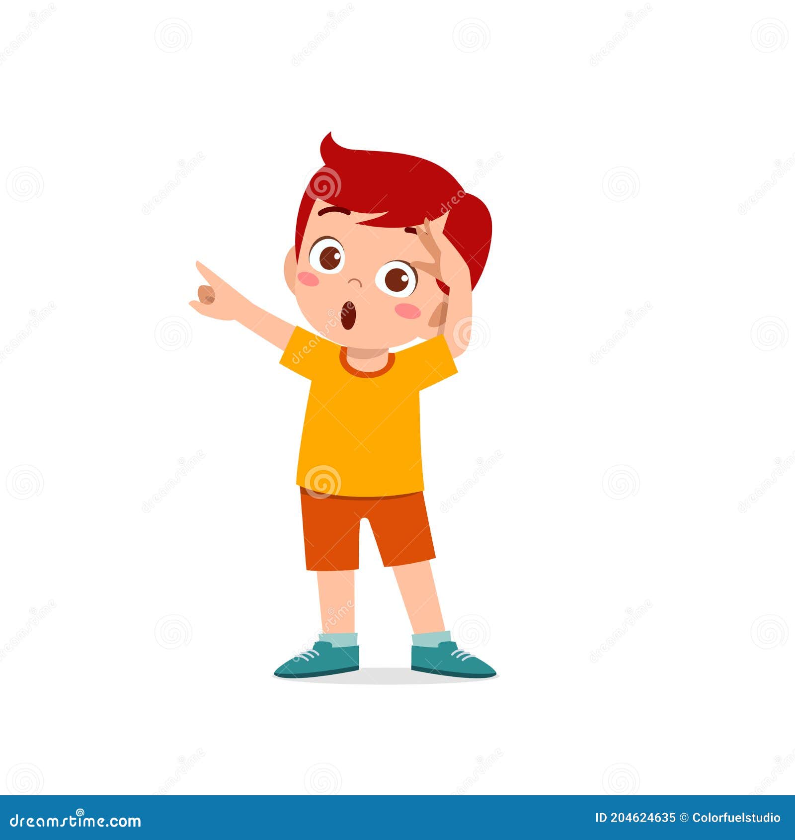 Cute Little Kid Boy Show Shock and Amazed Pose Expression Stock Vector ...