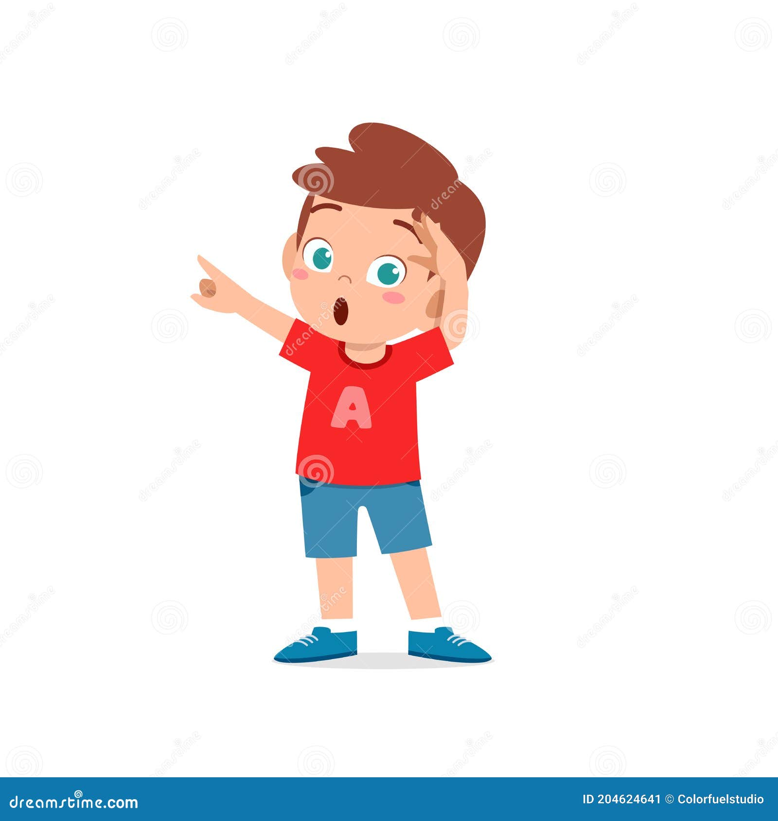 Cute Little Kid Boy Show Shock and Amazed Pose Expression Stock Vector ...