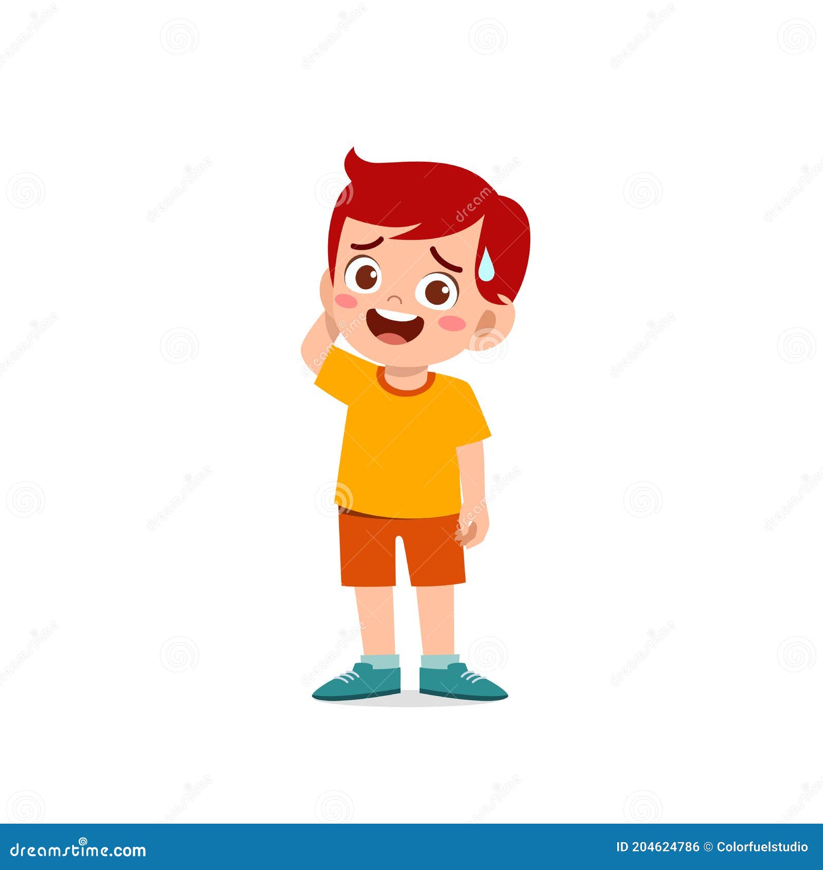 Cute Little Kid Boy Show Unsure and Confused Pose Expression Stock ...