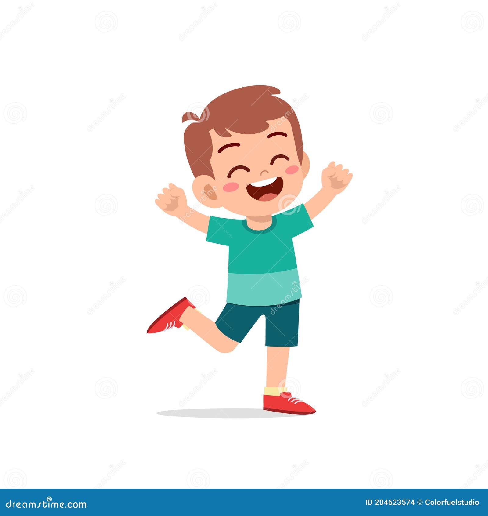 Cute Little Kid Boy Stand Happy Celebrating Pose Expression Stock ...
