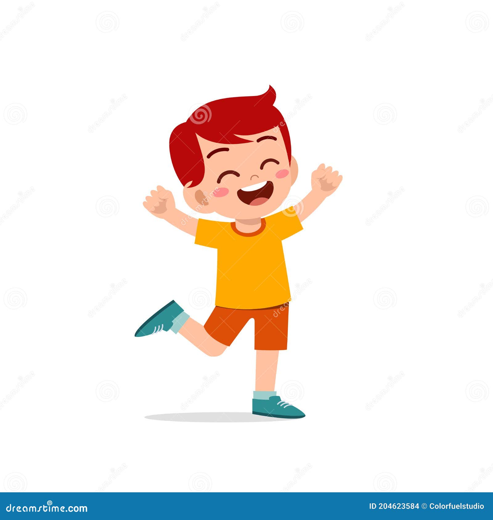 Cute Little Kid Boy Stand Happy Celebrating Pose Expression Stock ...