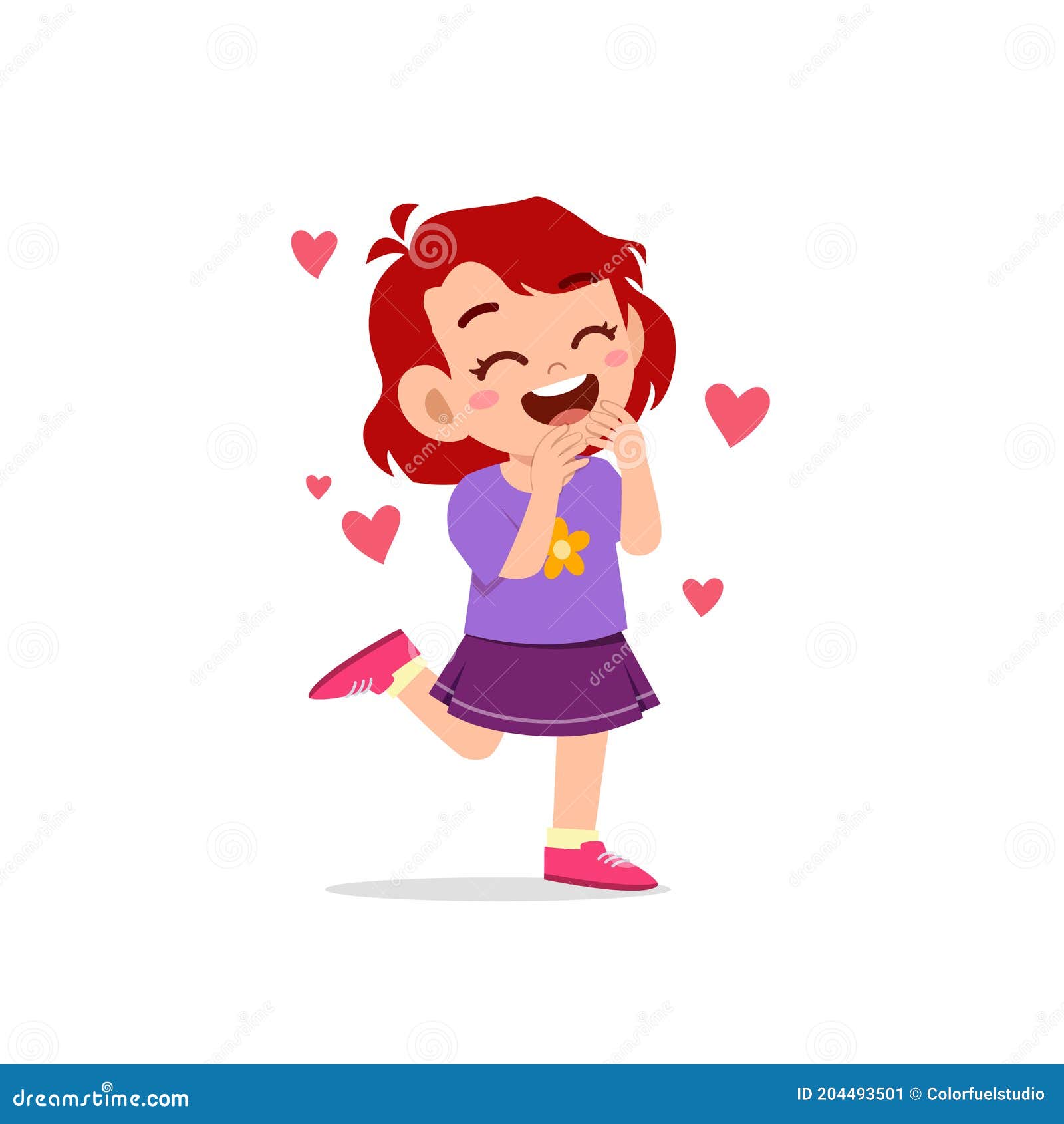 Cute Little Kid Girl Feeling Loved Expression Gesture Stock Vector ...