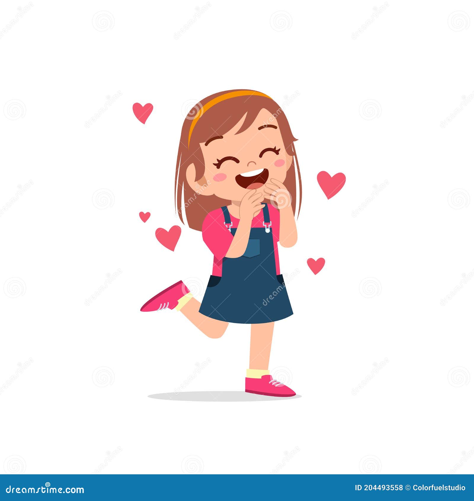 Cute Little Kid Girl Feeling Loved Expression Gesture Stock Vector ...
