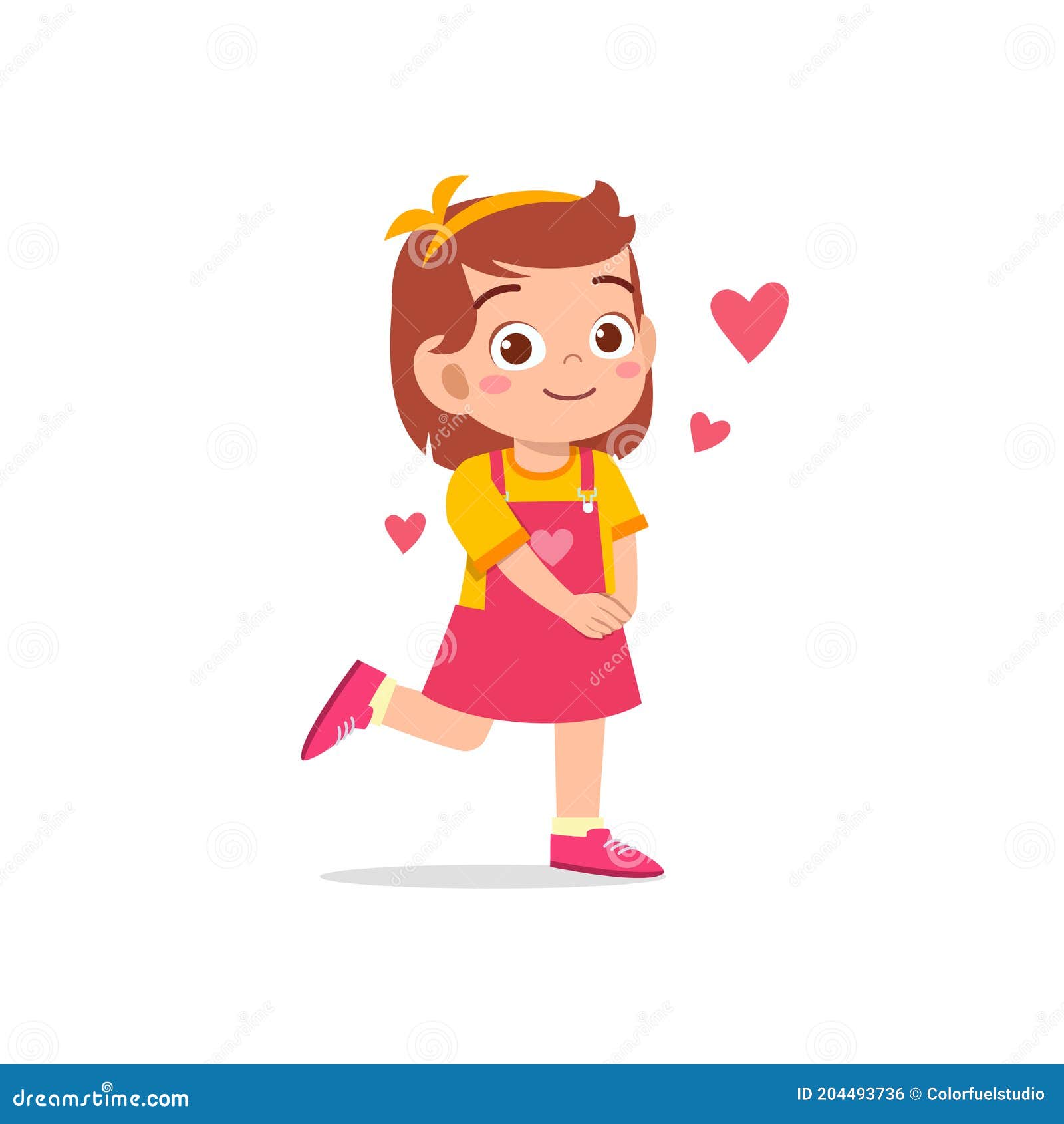 Cute Little Kid Girl Feeling Loved Expression Gesture Stock Vector ...