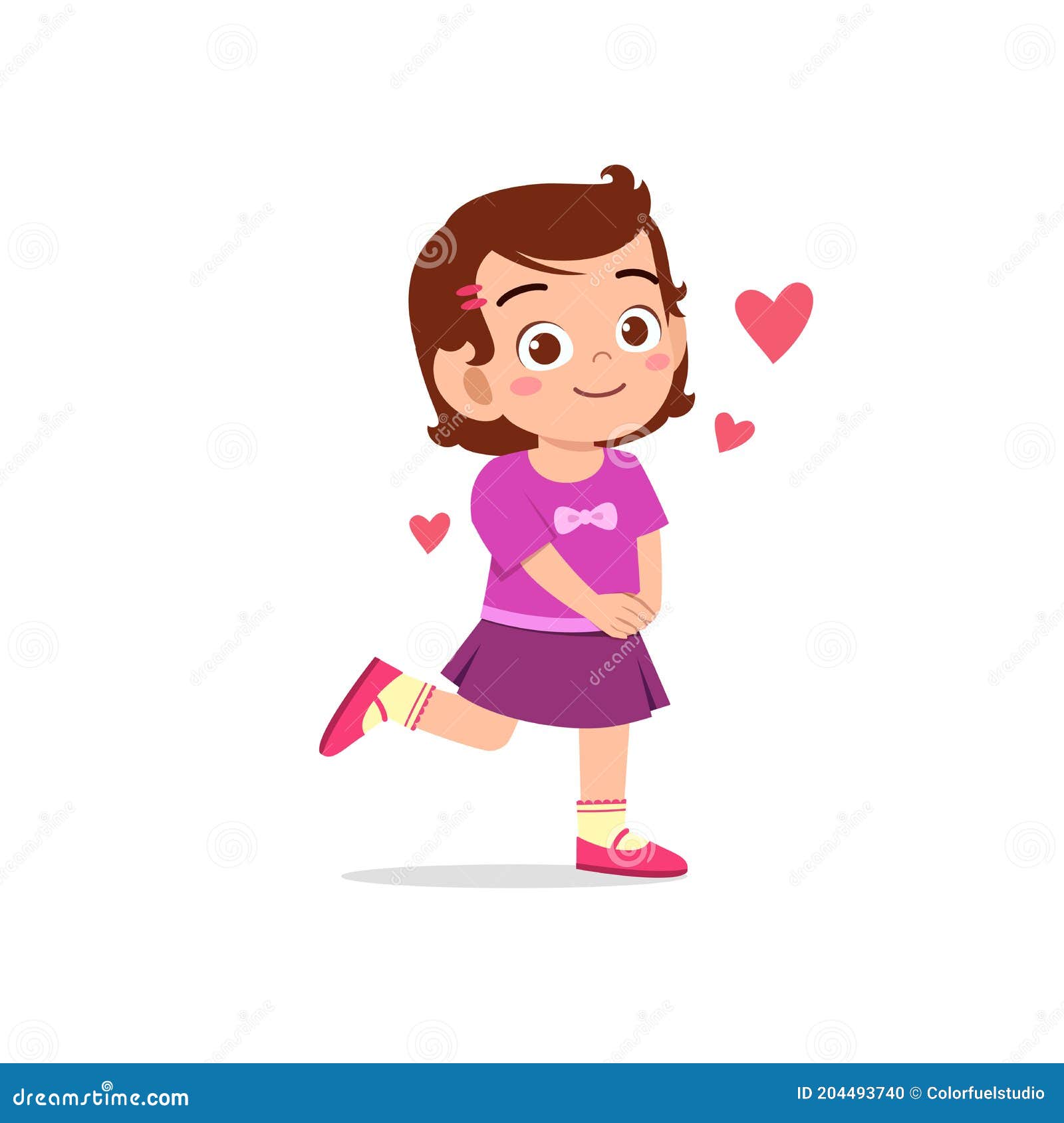 Cute Little Kid Girl Feeling Loved Expression Gesture Stock Vector ...