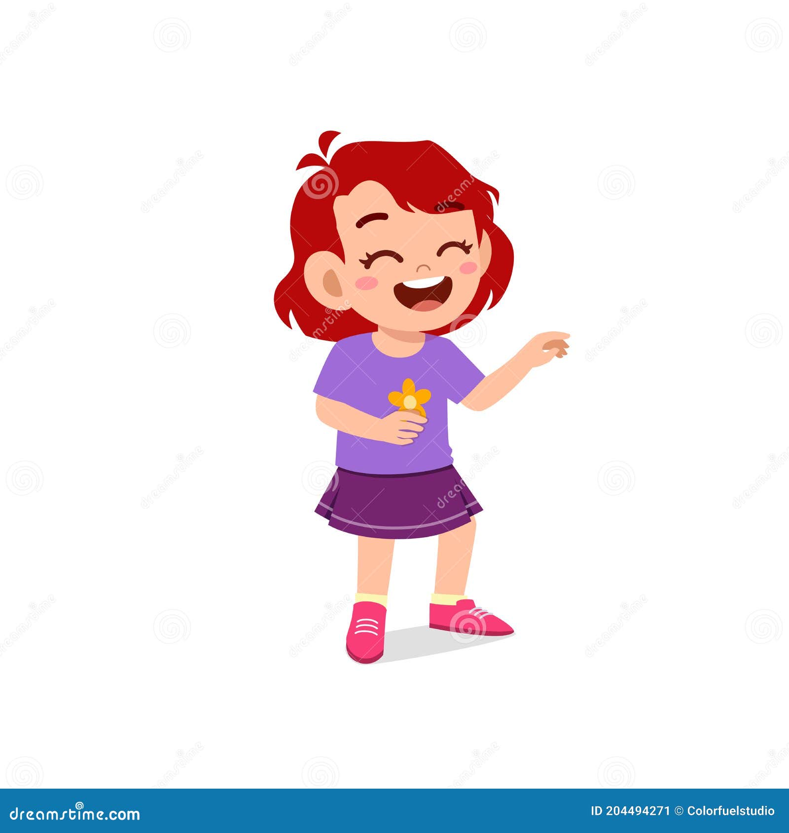 Cute Little Kid Girl Laugh Loud Face Expression Gesture Stock Vector ...