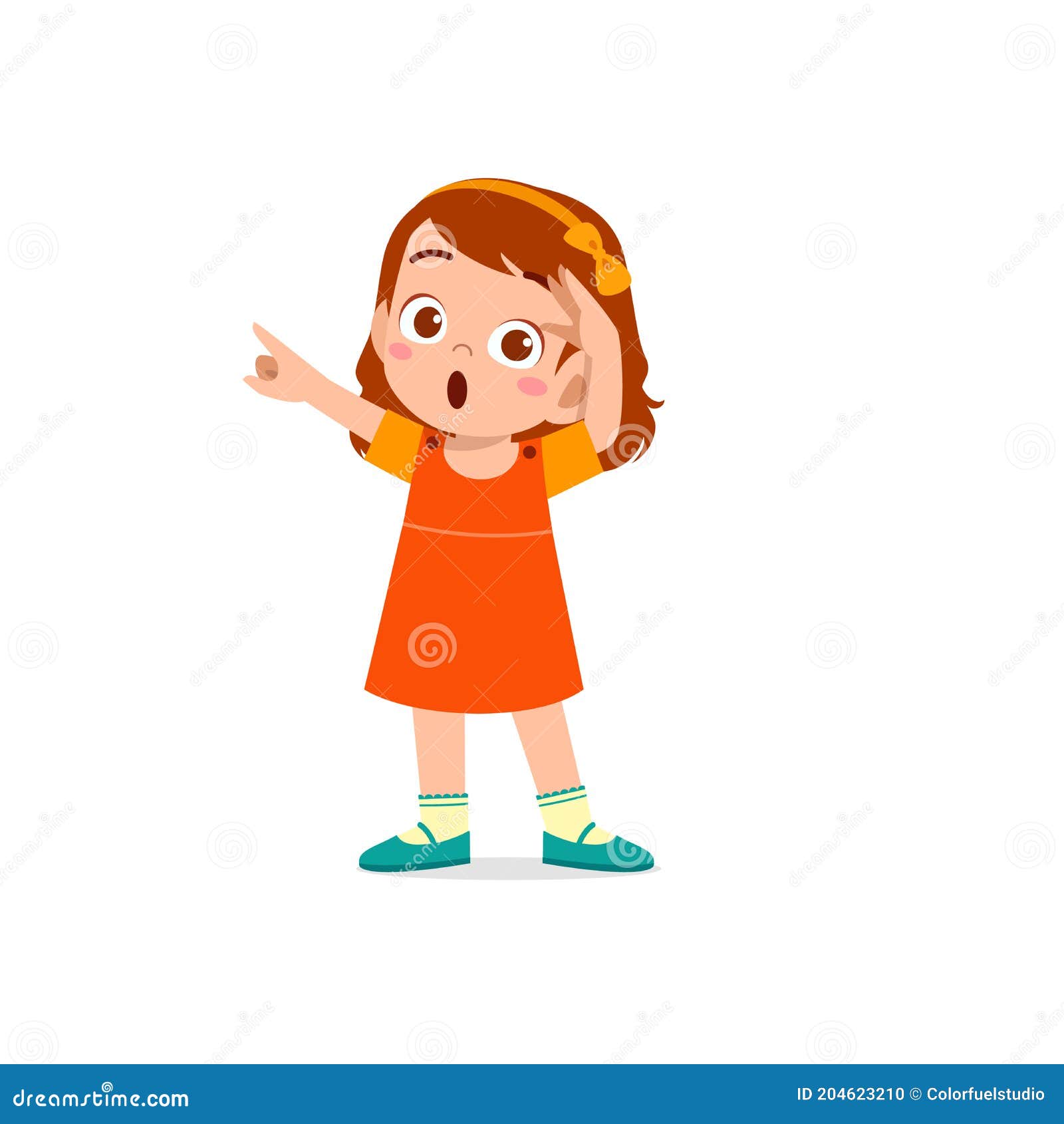 Cute Little Kid Girl Show Amazed and Wow Pose Expression Stock Vector ...