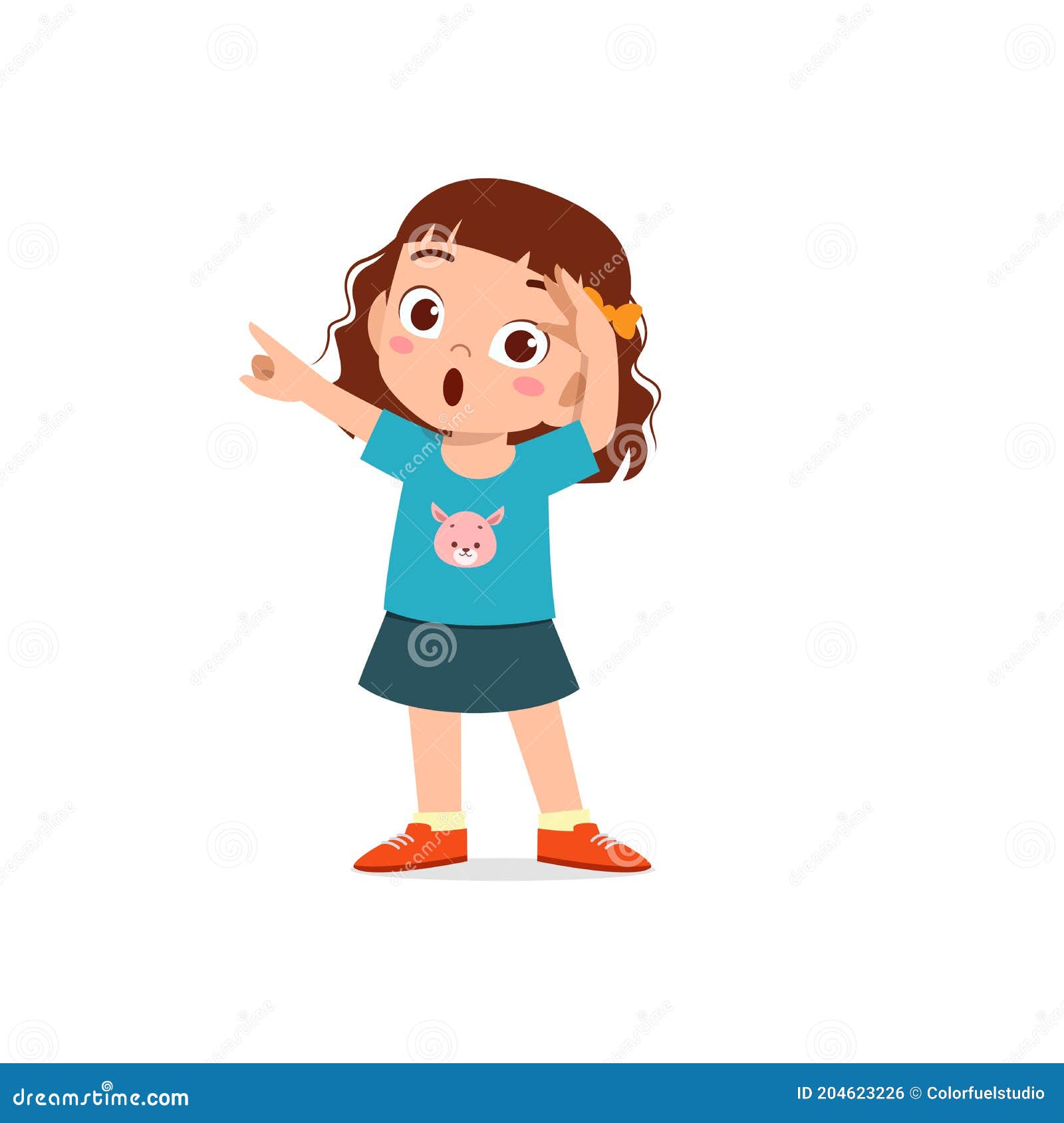 Cute Little Kid Girl Show Amazed and Wow Pose Expression Stock Vector ...