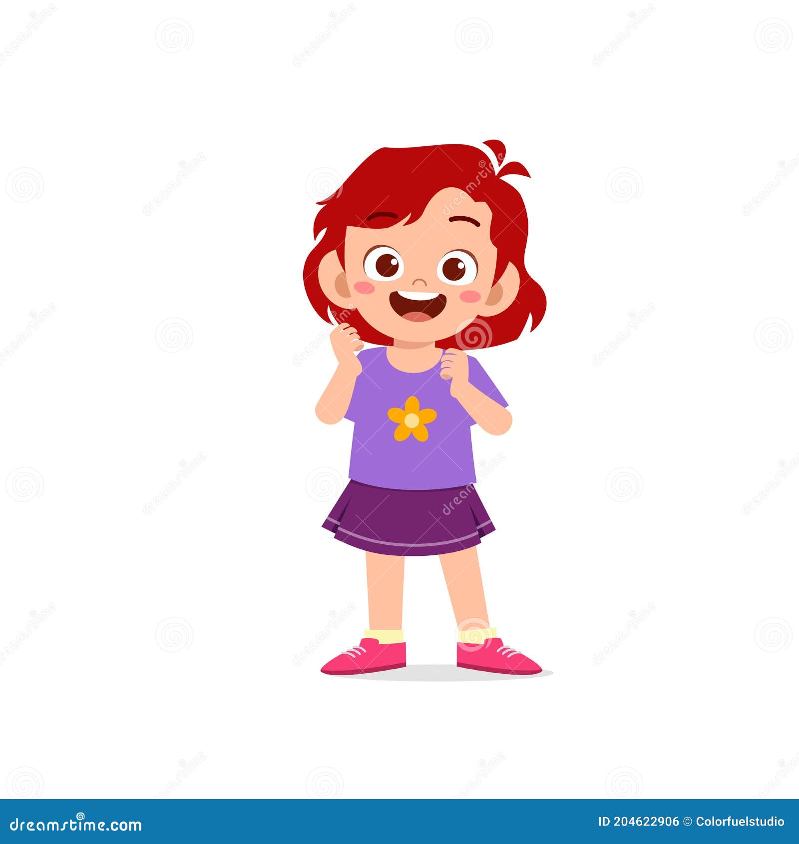 Cute Little Kid Girl Show Happy and Friendly Pose Expression Stock Vector - Illustration of ...
