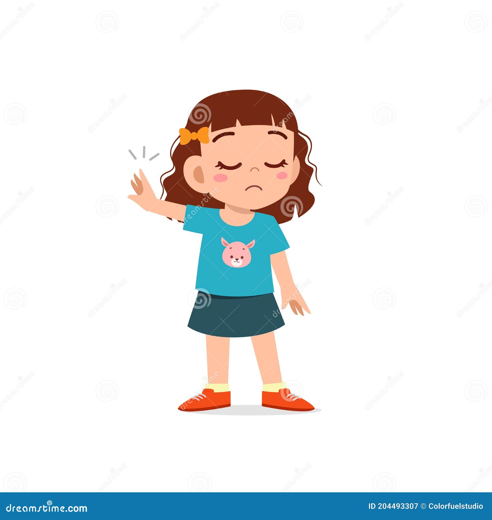 Cute Little Kid Girl Show Refuse Expression Gesture Stock Vector ...