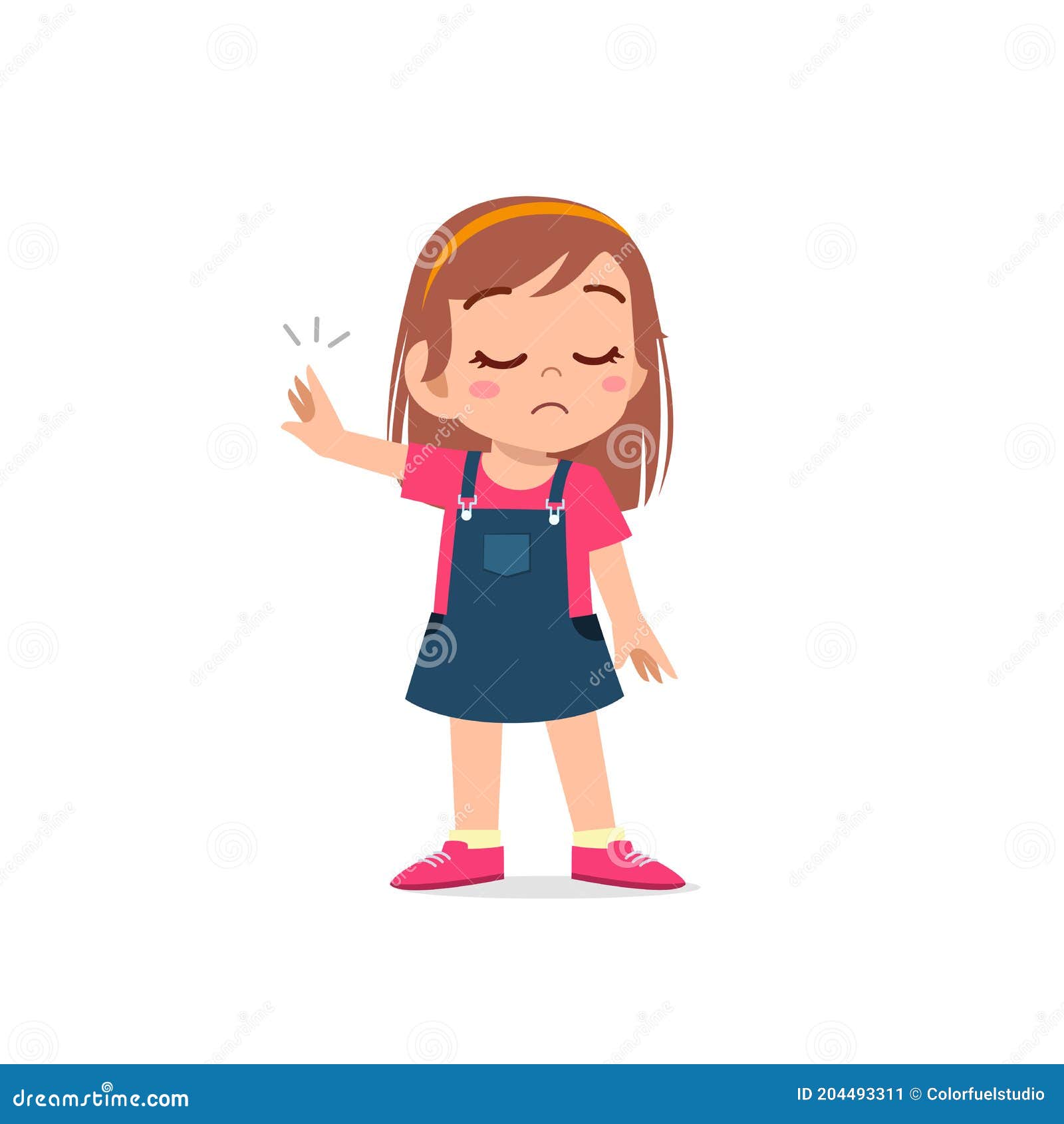 Cute Little Kid Girl Show Refuse Expression Gesture Stock Vector ...
