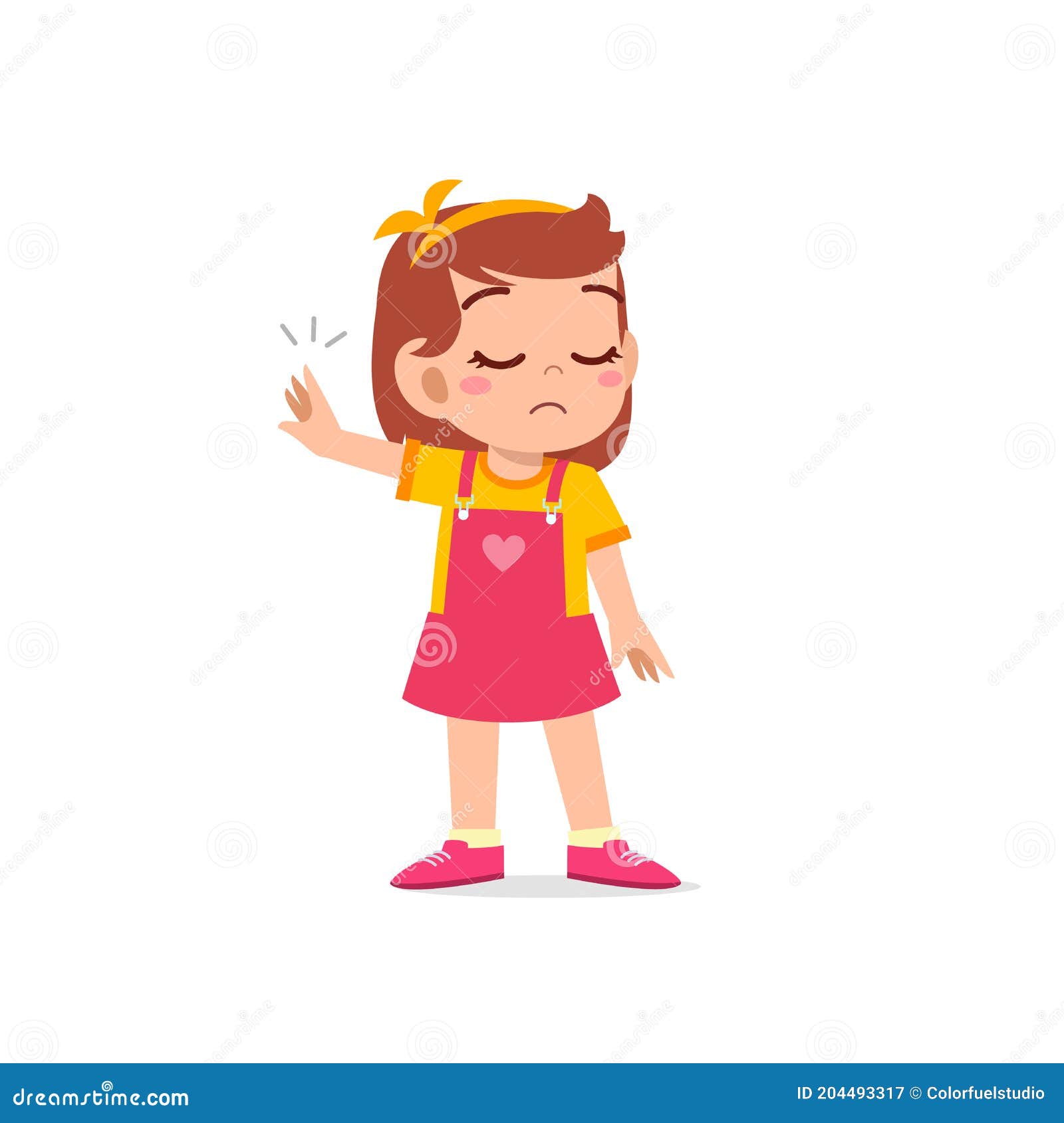 Cute Little Kid Girl Show Refuse Expression Gesture Stock Vector ...
