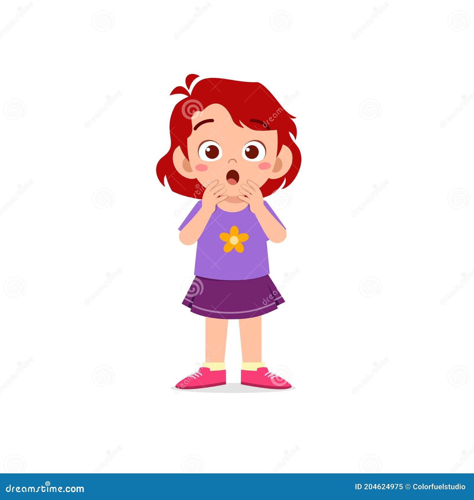 Cute Little Kid Girl Show Shock and Amazed Pose Expression Stock Vector ...