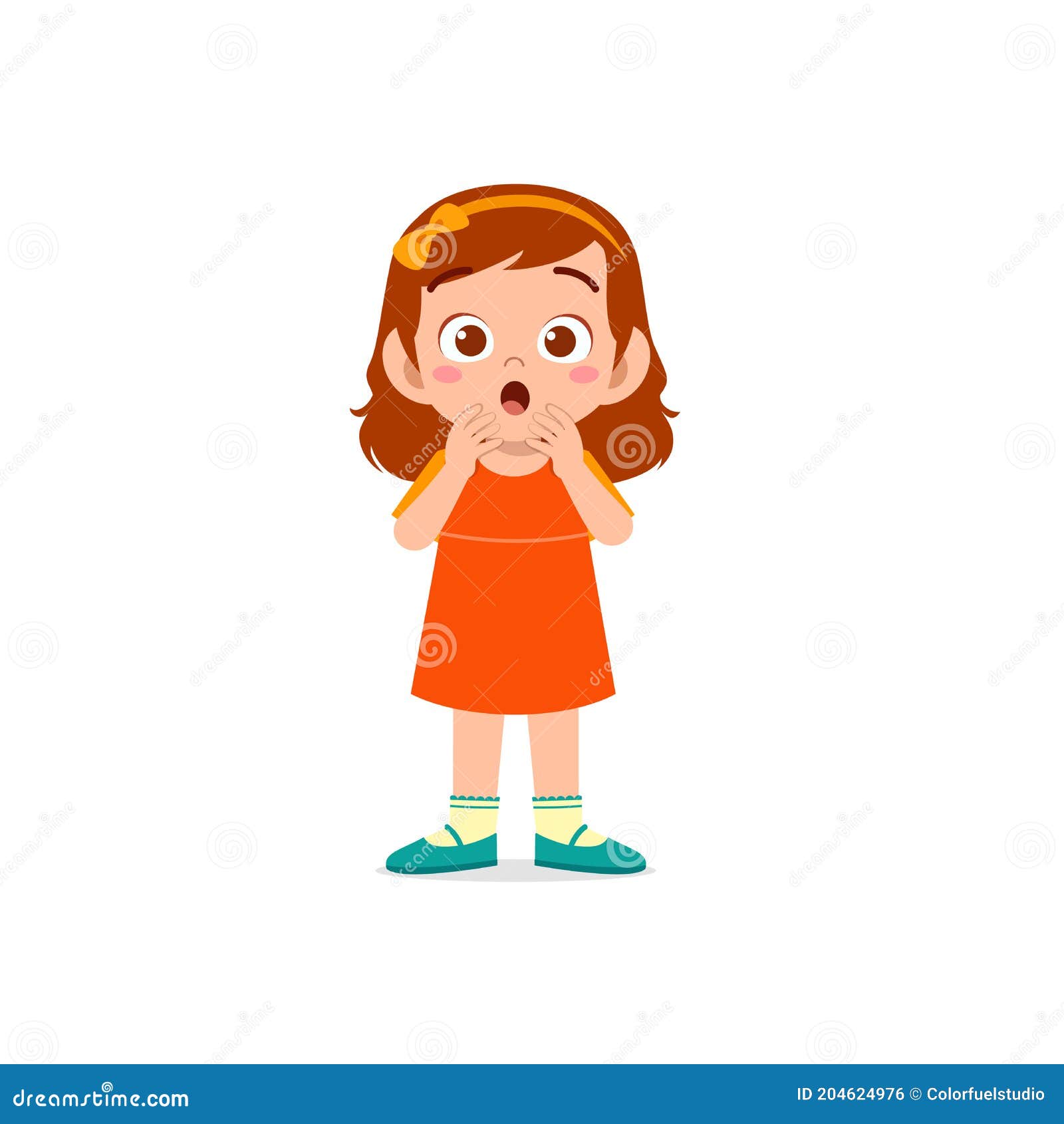 Cute Little Kid Girl Show Shock and Amazed Pose Expression Stock Vector ...