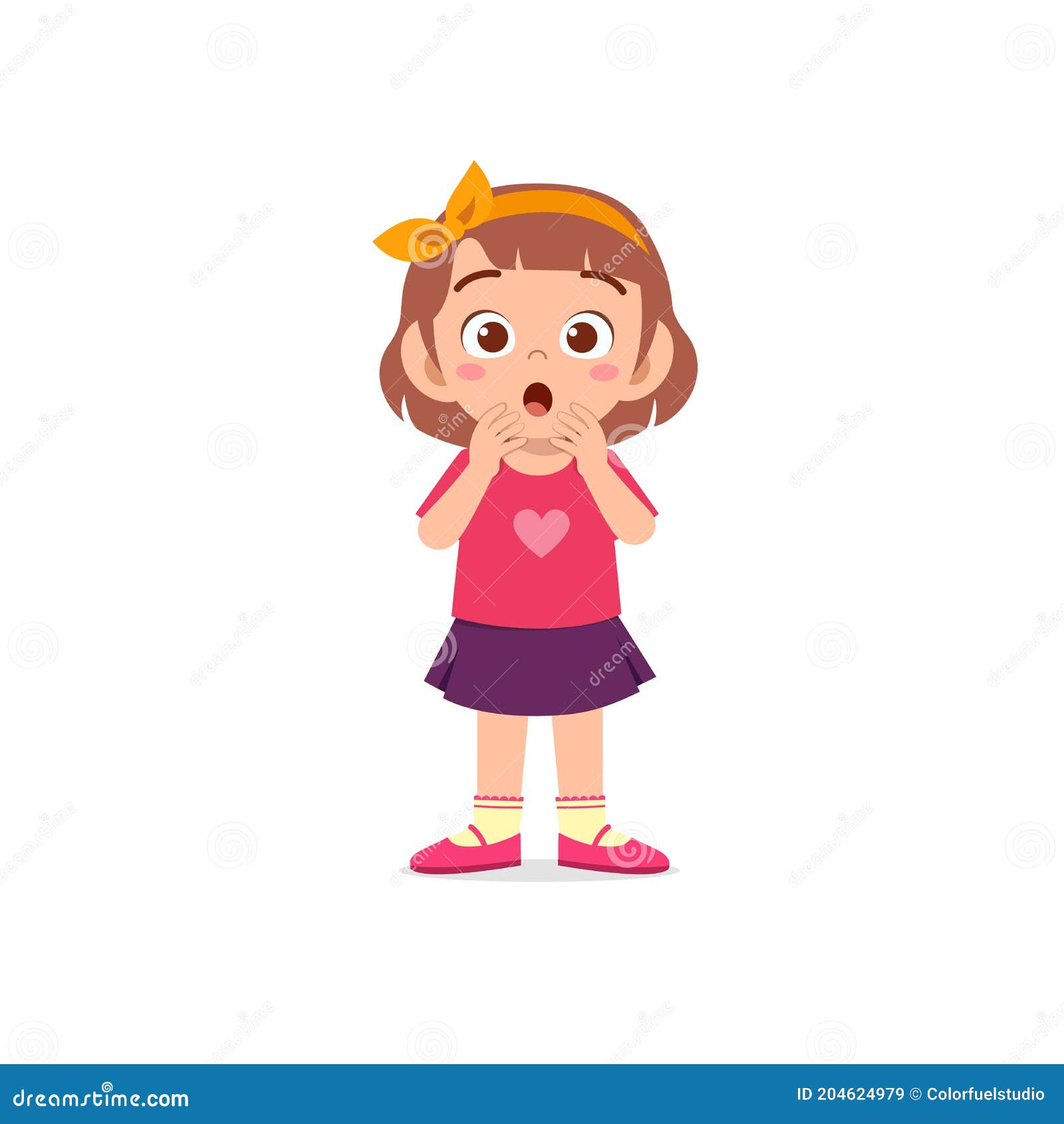 Cute Little Kid Girl Show Shock and Amazed Pose Expression Stock Vector ...