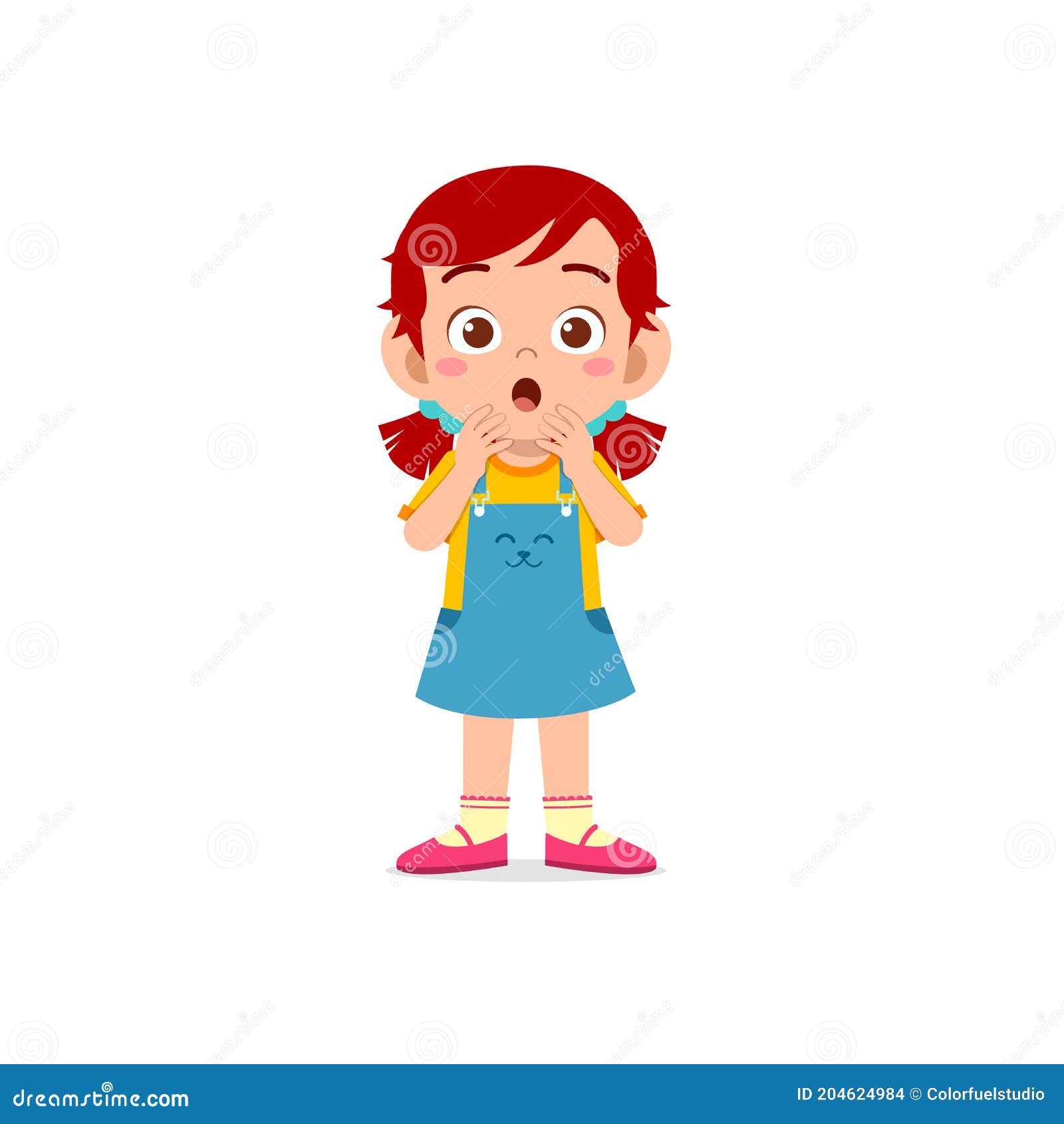 Cute Little Kid Girl Show Shock and Amazed Pose Expression Stock Vector ...