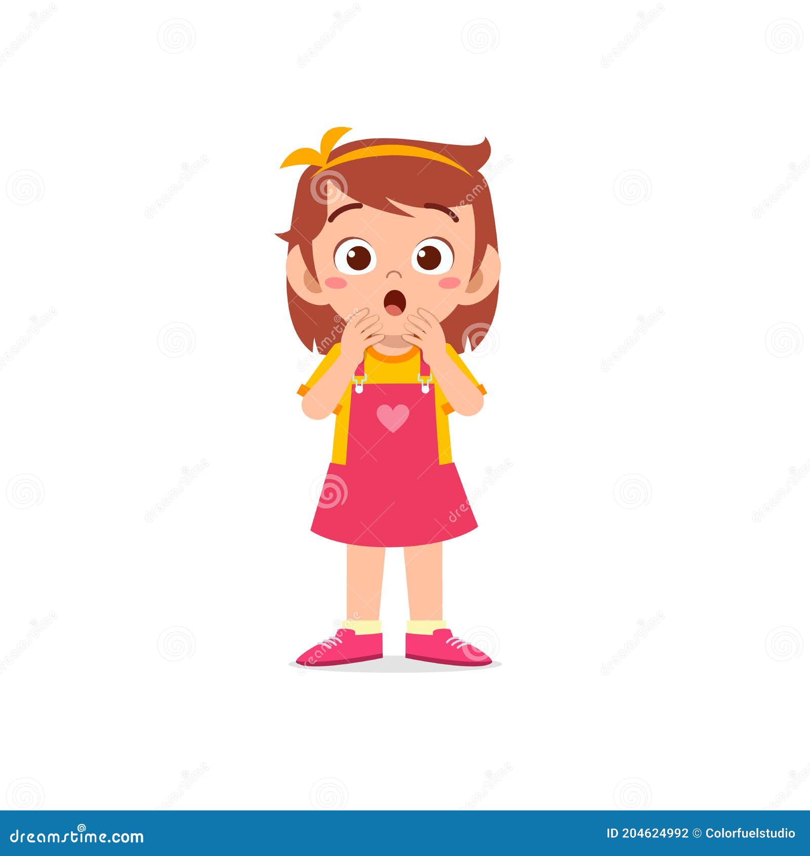 Cute Little Kid Girl Show Shock and Amazed Pose Expression Stock Vector ...