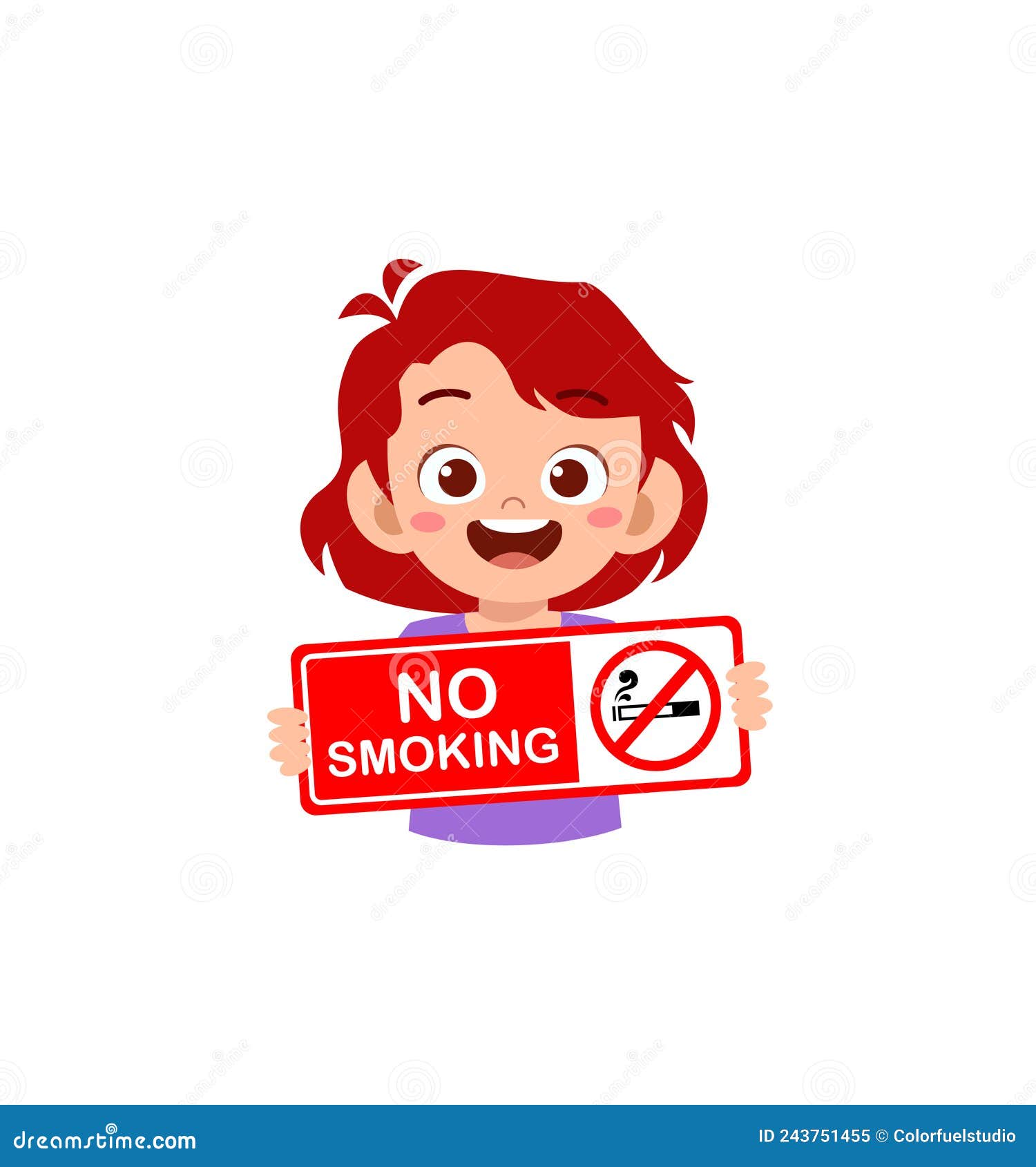 Cute Little Kid Holding Board about Smoking Stock Vector - Illustration ...