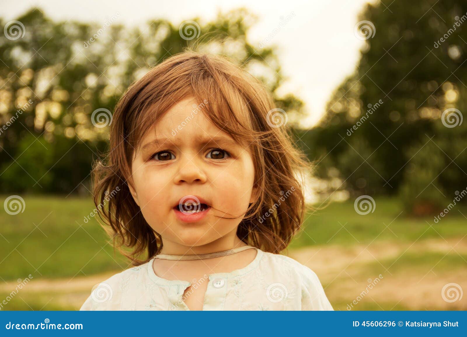 Cute Little Kid Looking with Interest Stock Photo - Image of love ...