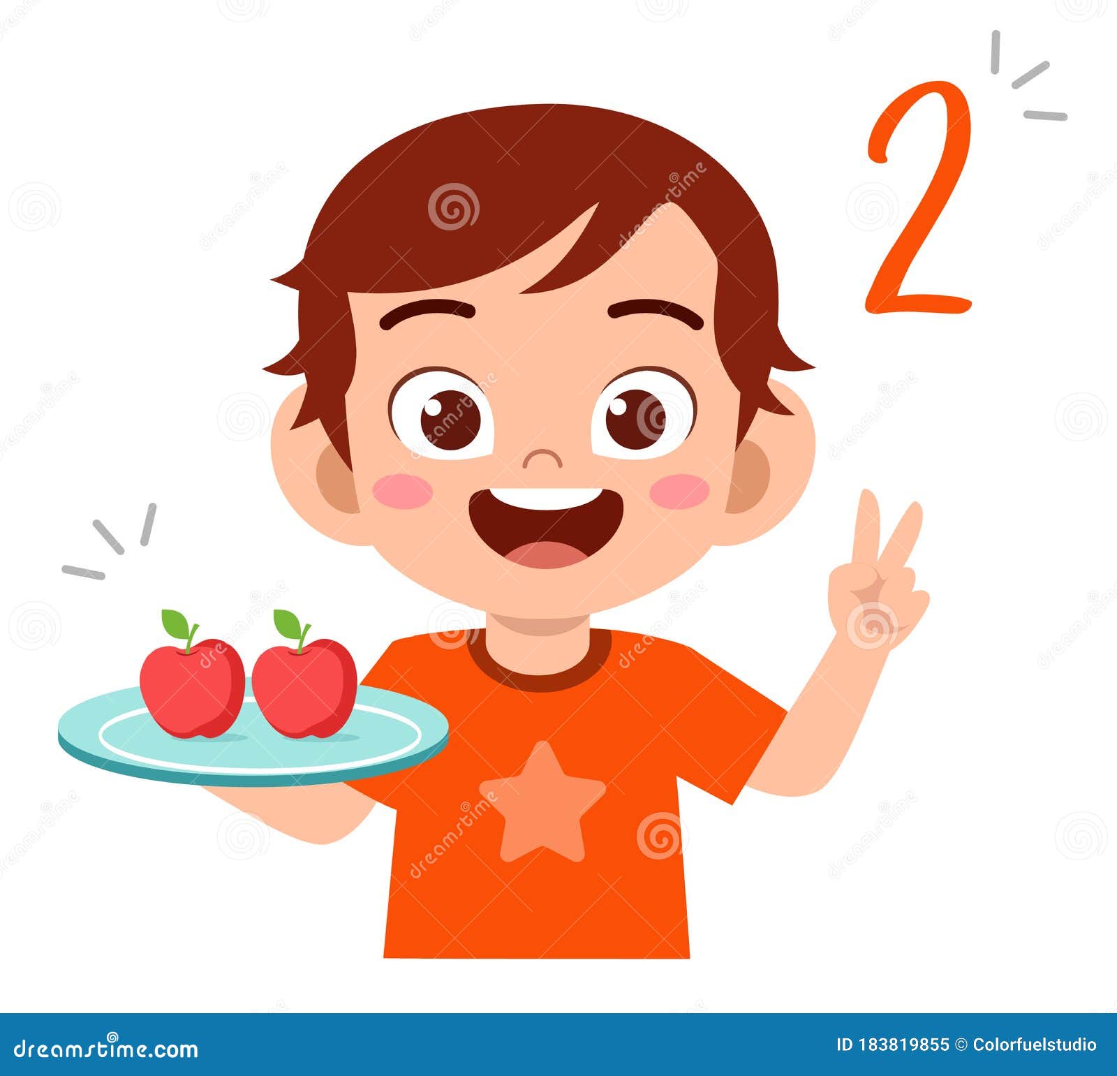 Cute Little Kid Study Math Number Count Apple Stock Vector ...