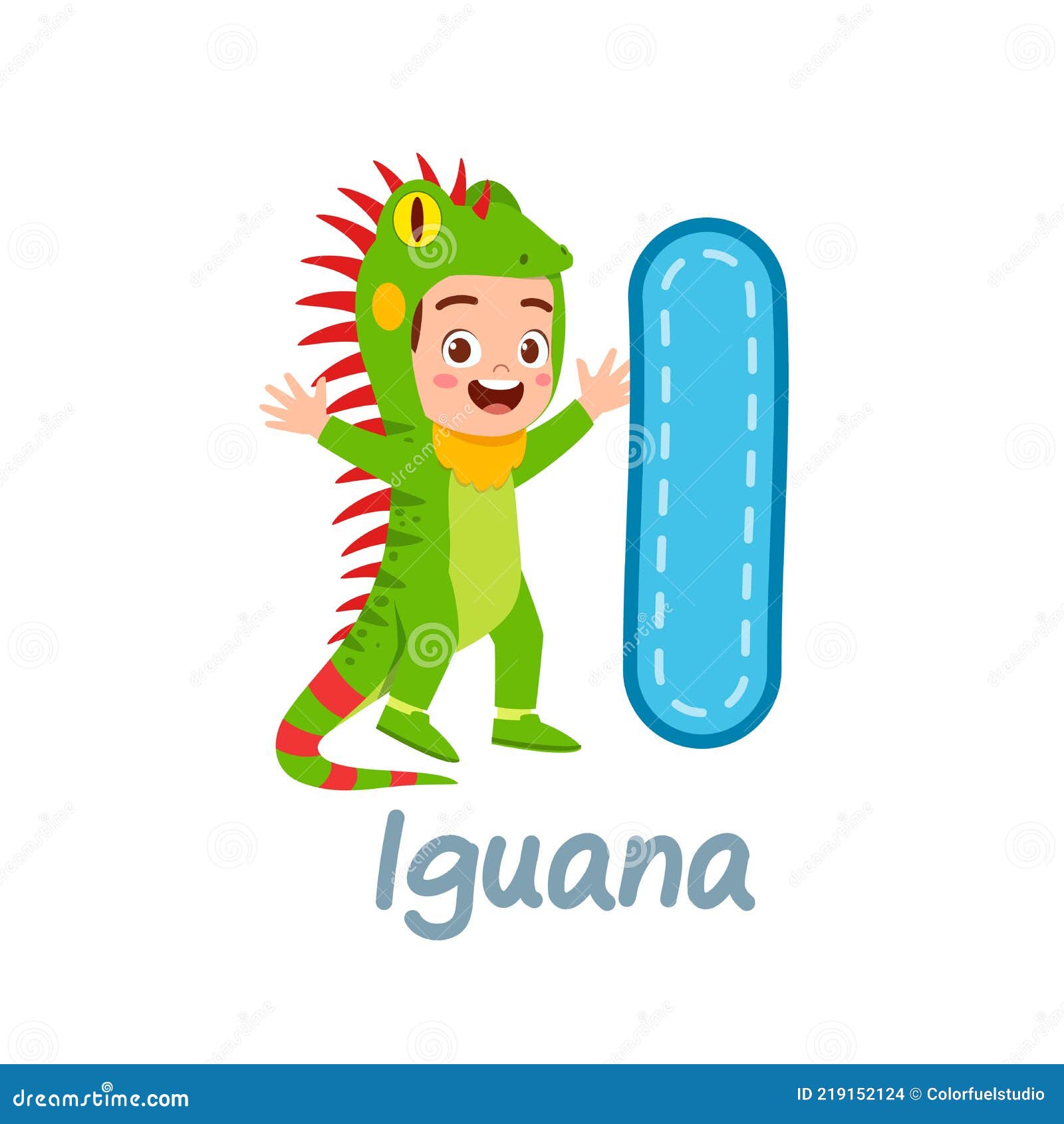 Cute Little Kid Wear Costume for Learn Alphabet Stock Vector ...