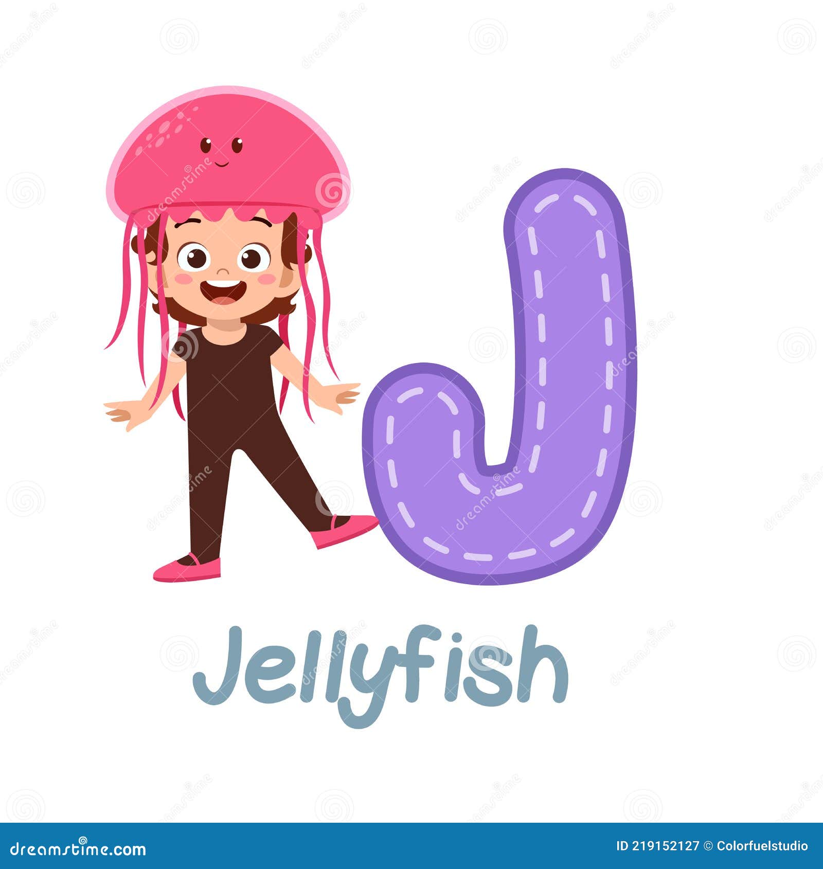 Cute Little Kid Wear Costume for Learn Alphabet Stock Vector ...