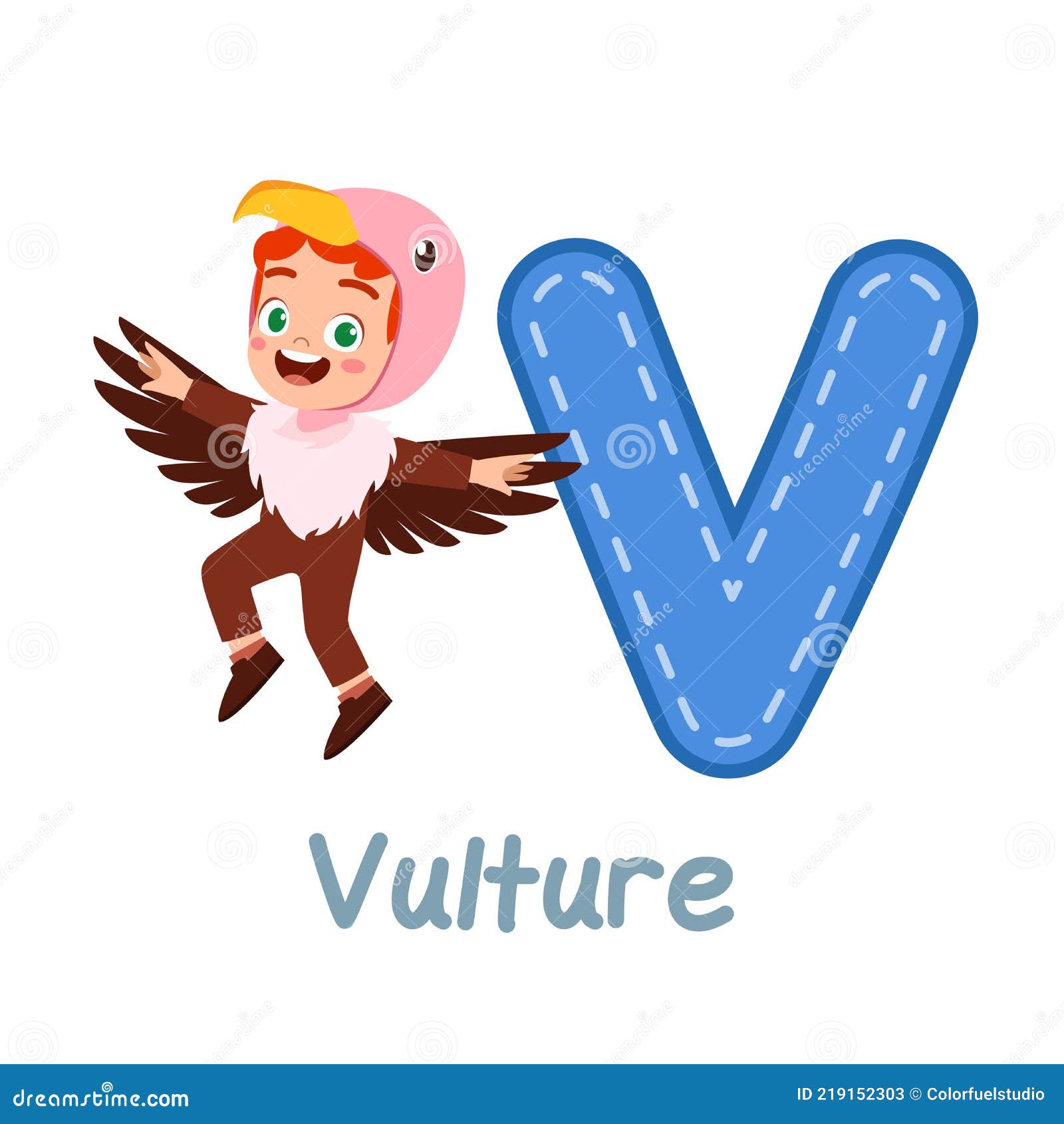 Cute Little Kid Wear Costume for Learn Alphabet Stock Vector ...