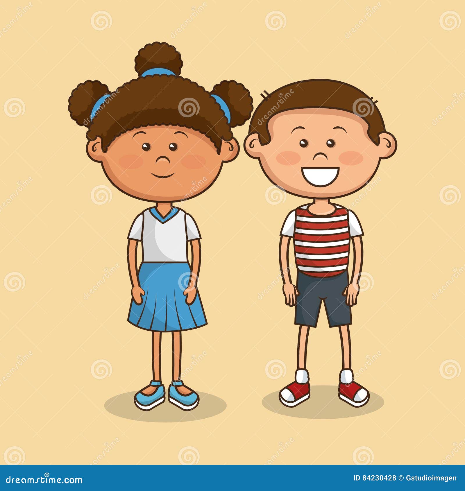 Cute Little Kids Characters Stock Illustration - Illustration of happy ...