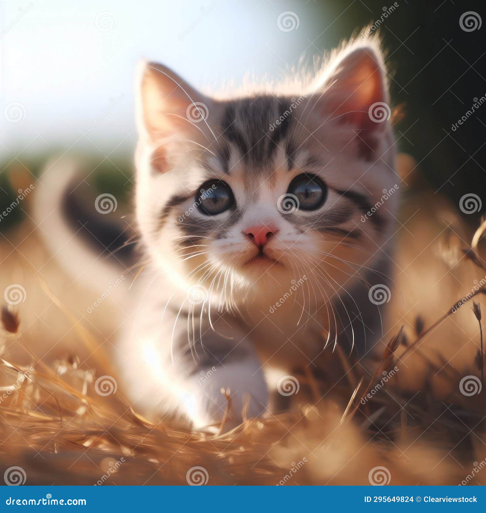 A Cute Little Kitten Exploring and Prowling Stock Illustration ...