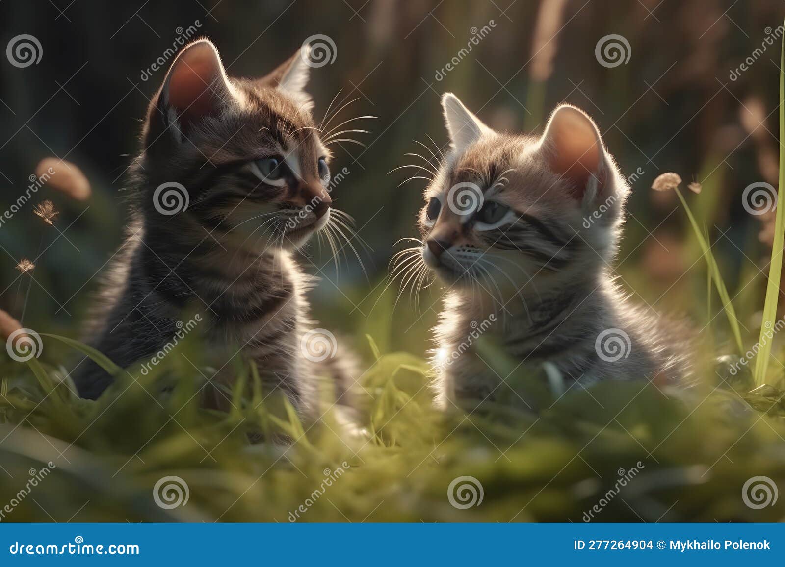 Cute Little Kittens in the Grass in Nature. Neural Network AI Generated ...