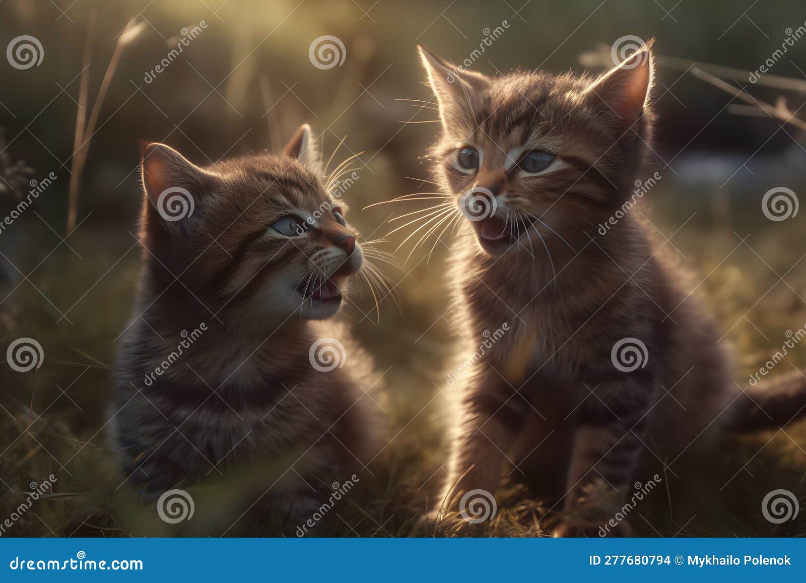 Cute Little Kittens in the Grass in Nature. Neural Network AI Generated ...