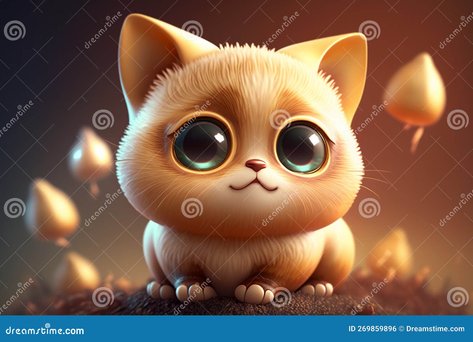 Cute Little Kitty Cartoon Character 3D. AI Generated Image Stock ...