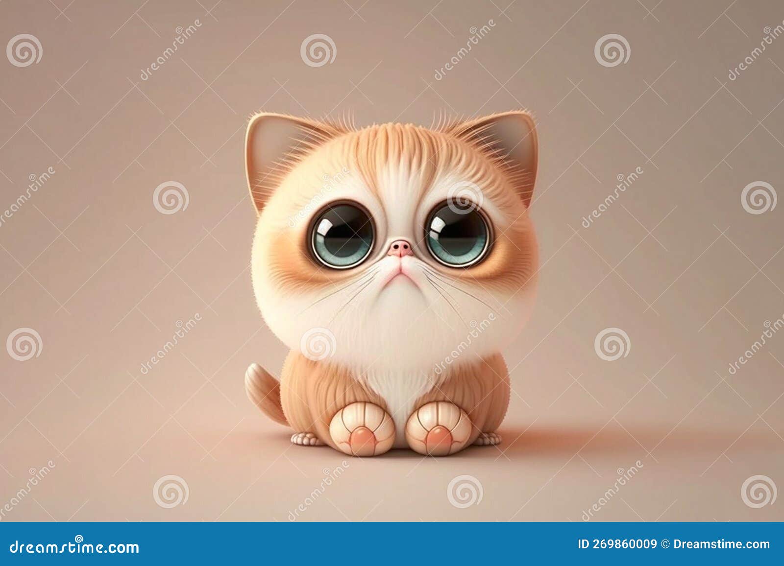 Cute Little Kitty Cartoon Character 3D. AI Generated Image Stock ...