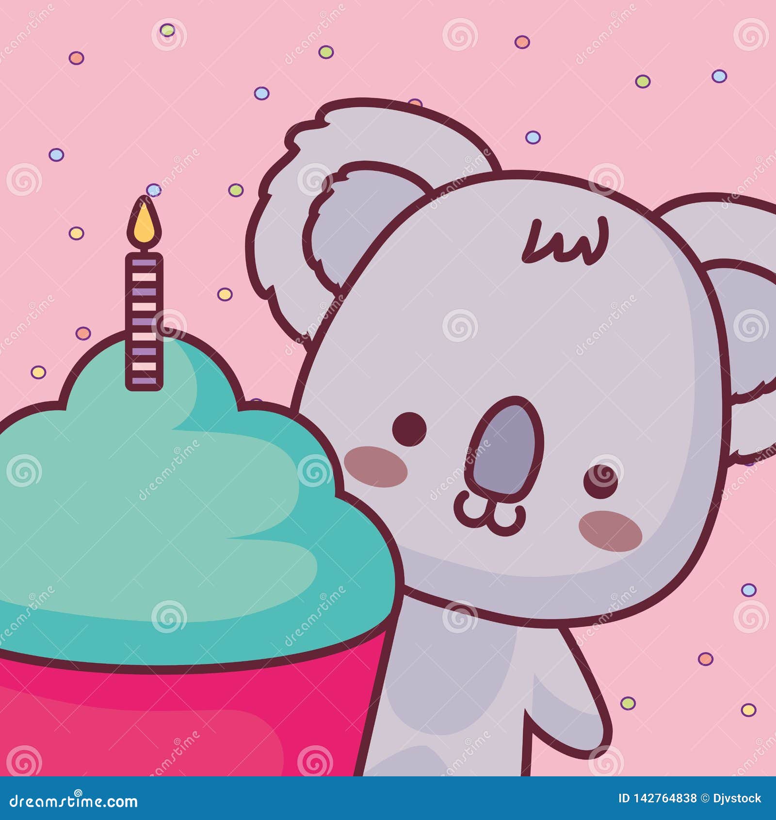 Cute and Little Koala with Sweet Cake Stock Vector - Illustration of ...