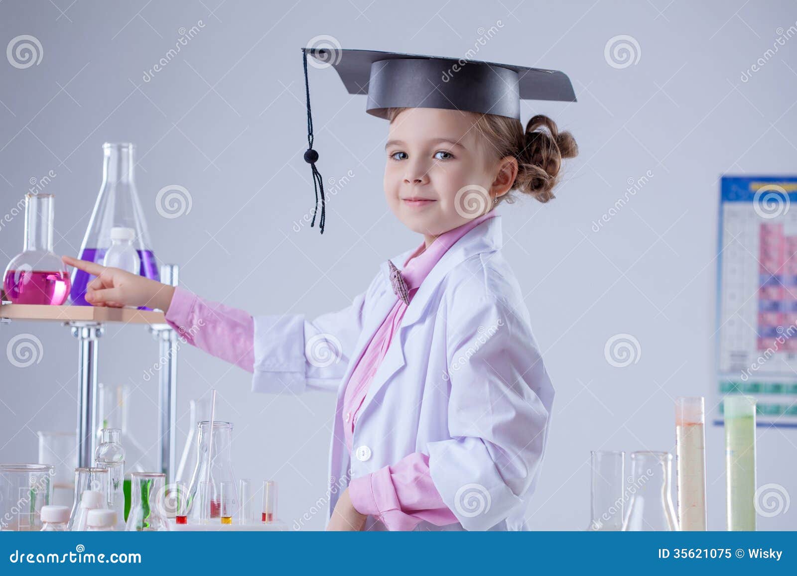 Cute Little Laboratorian Posing in Graduate Hat Stock Image - Image of ...
