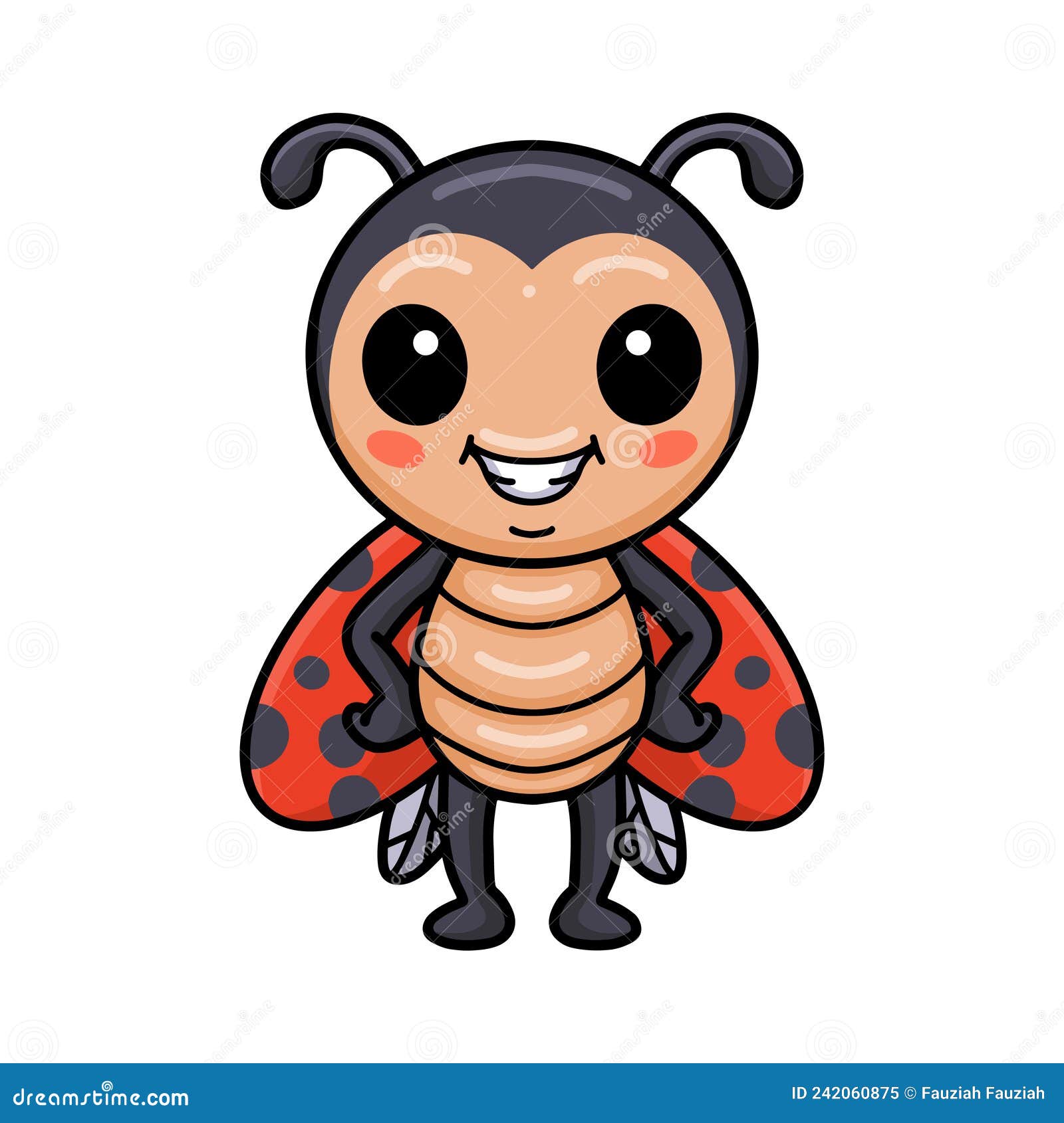 Cute Little Ladybug Cartoon Standing Stock Vector - Illustration of ...