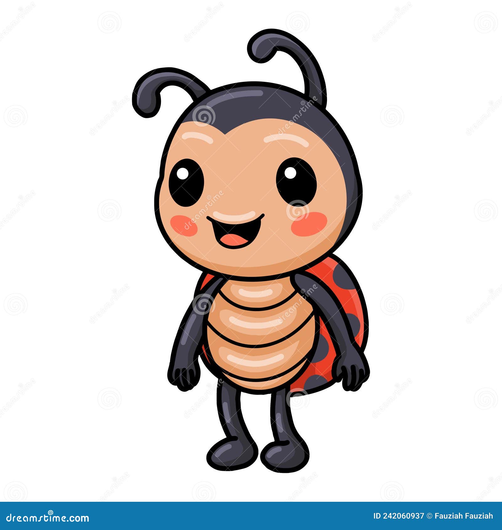 Cute Little Ladybug Cartoon Standing Stock Vector - Illustration of ...
