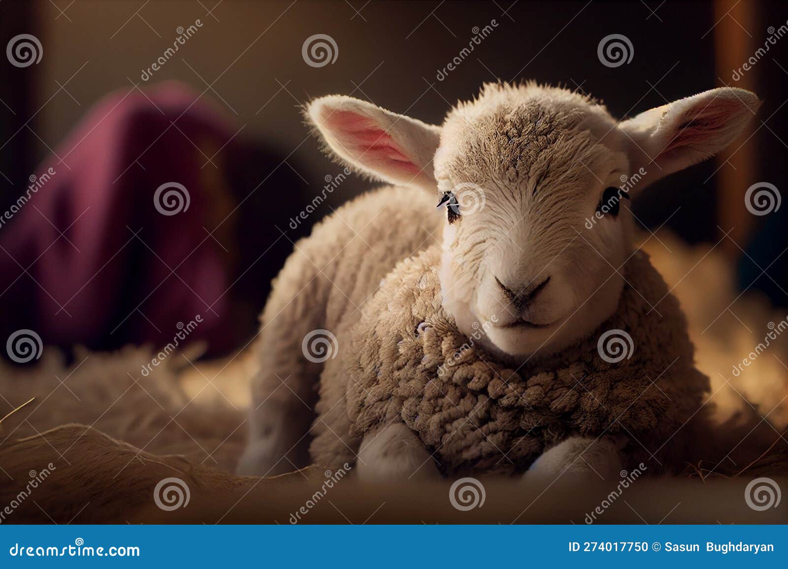 Cute Little Lamb Lying on the Floor in the Room.generative Ai Stock ...