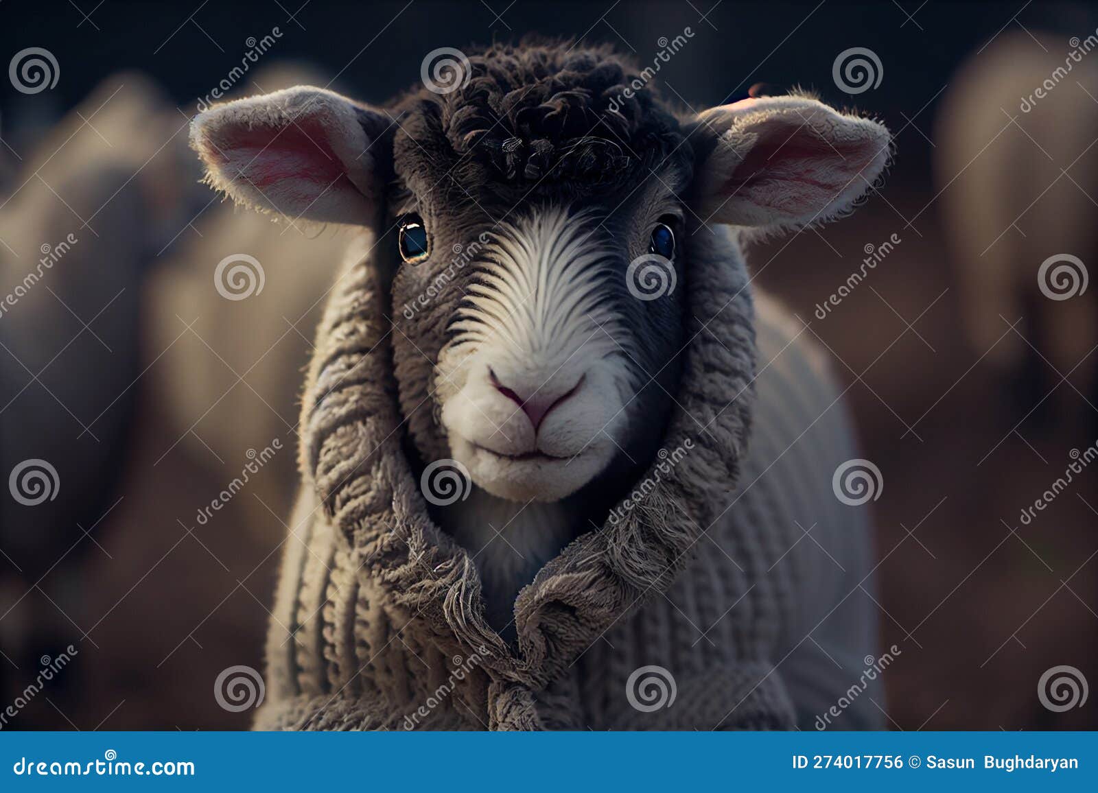 Cute Little Lamb Lying on the Floor in the Room.generative Ai Stock ...