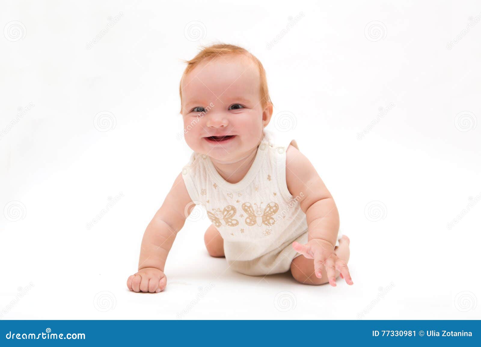 Cute Little Laughing Crawling Baby Stock Image - Image of expression ...