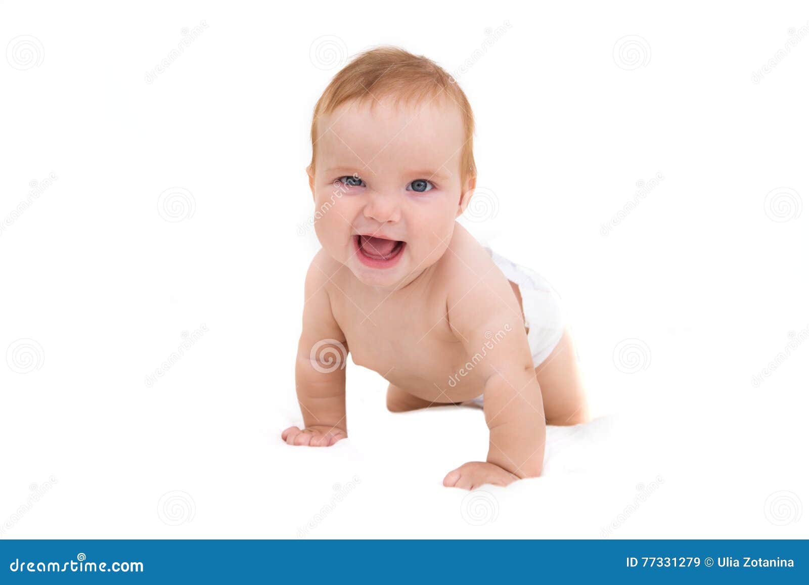 Cute Little Laughing Crawling Baby Stock Image - Image of isolated ...
