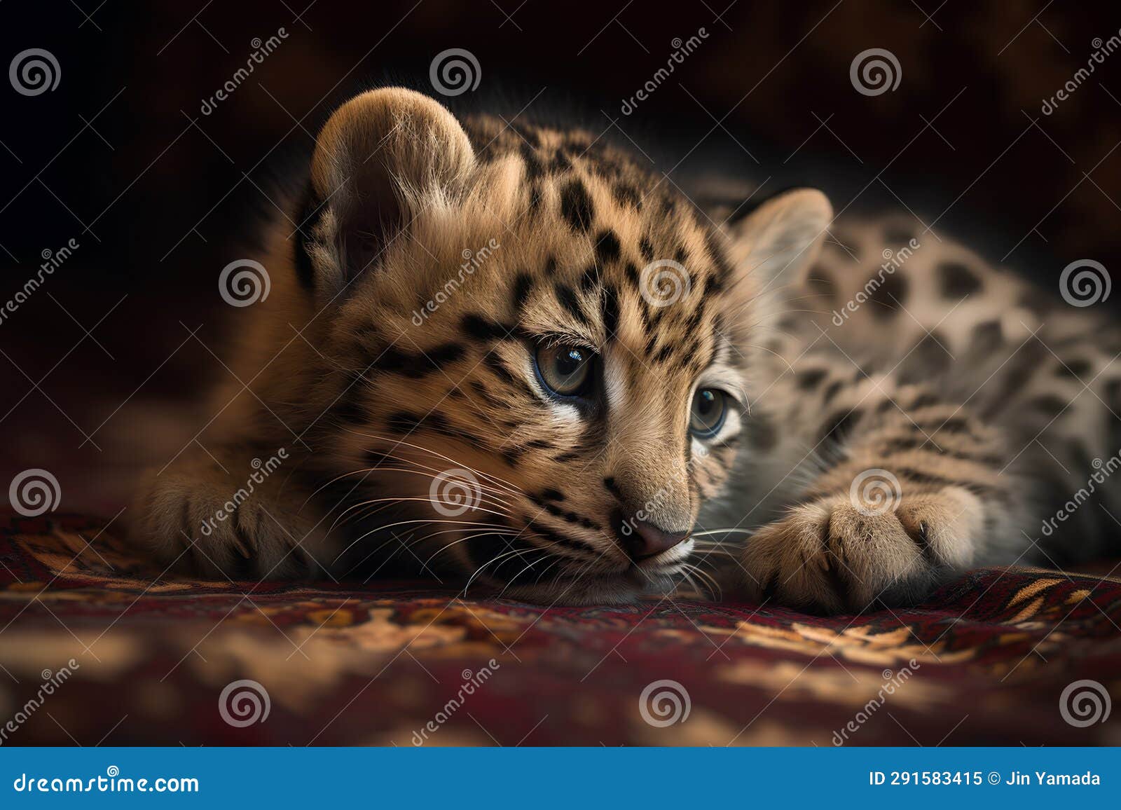Cute Little Leopard Cub (3 Months) Lying on the Sofa Stock Illustration ...