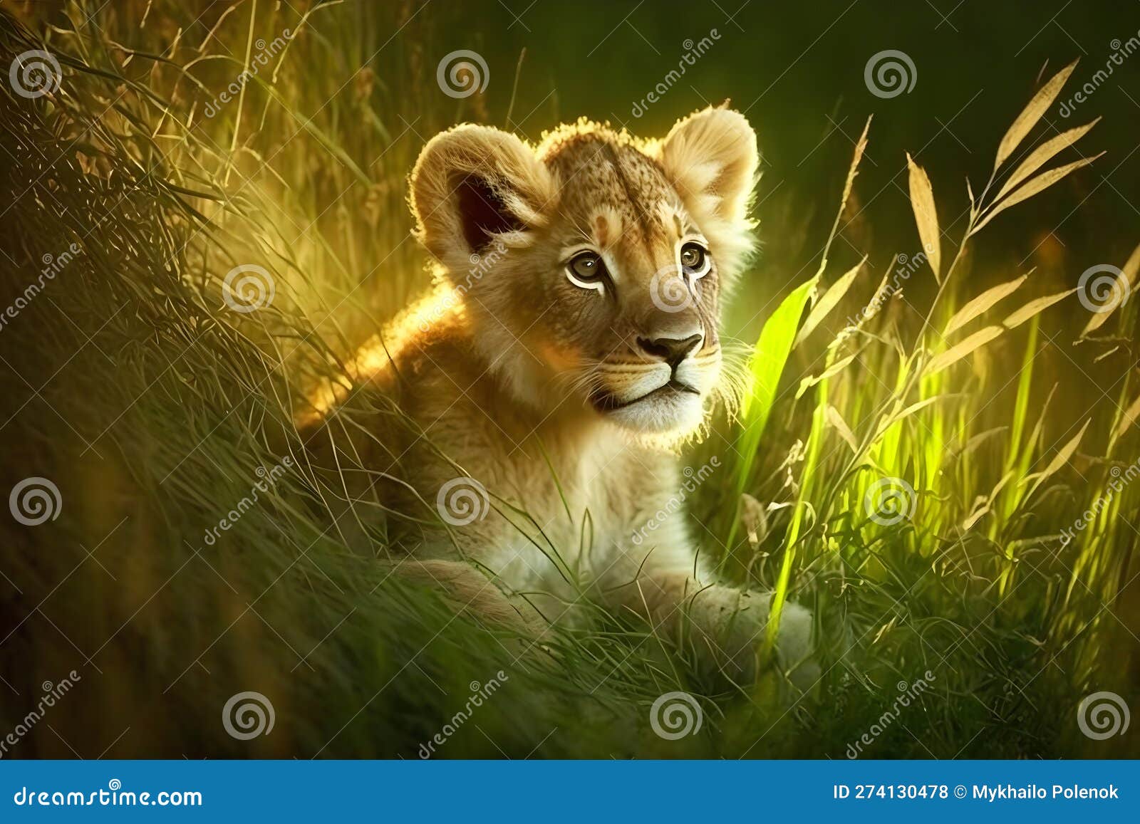 Cute Little Lion Cub. Neural Network AI Generated Stock Illustration ...
