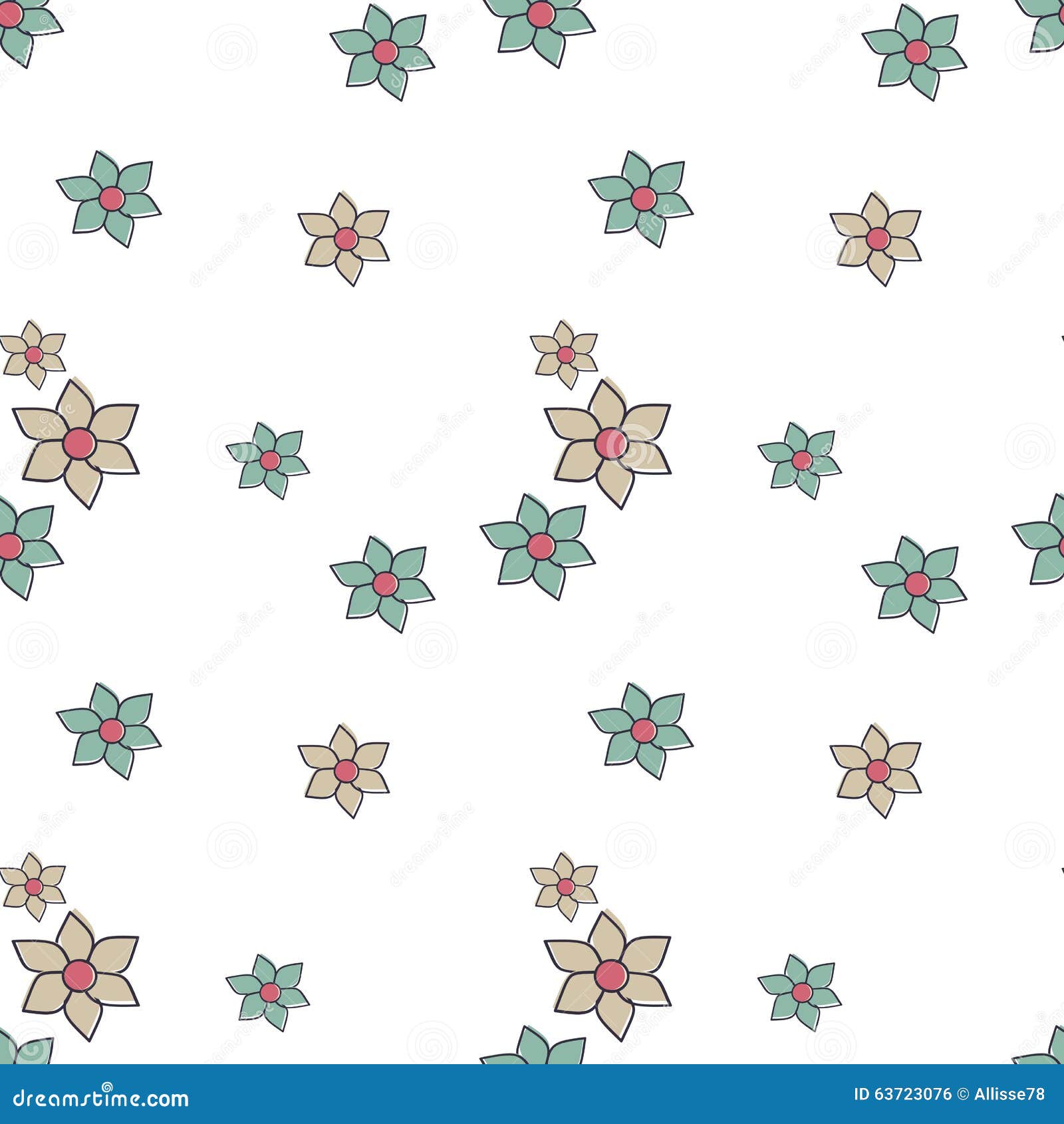 Cute Little Lovely Abstract Flowers Seamless Pattern Background ...
