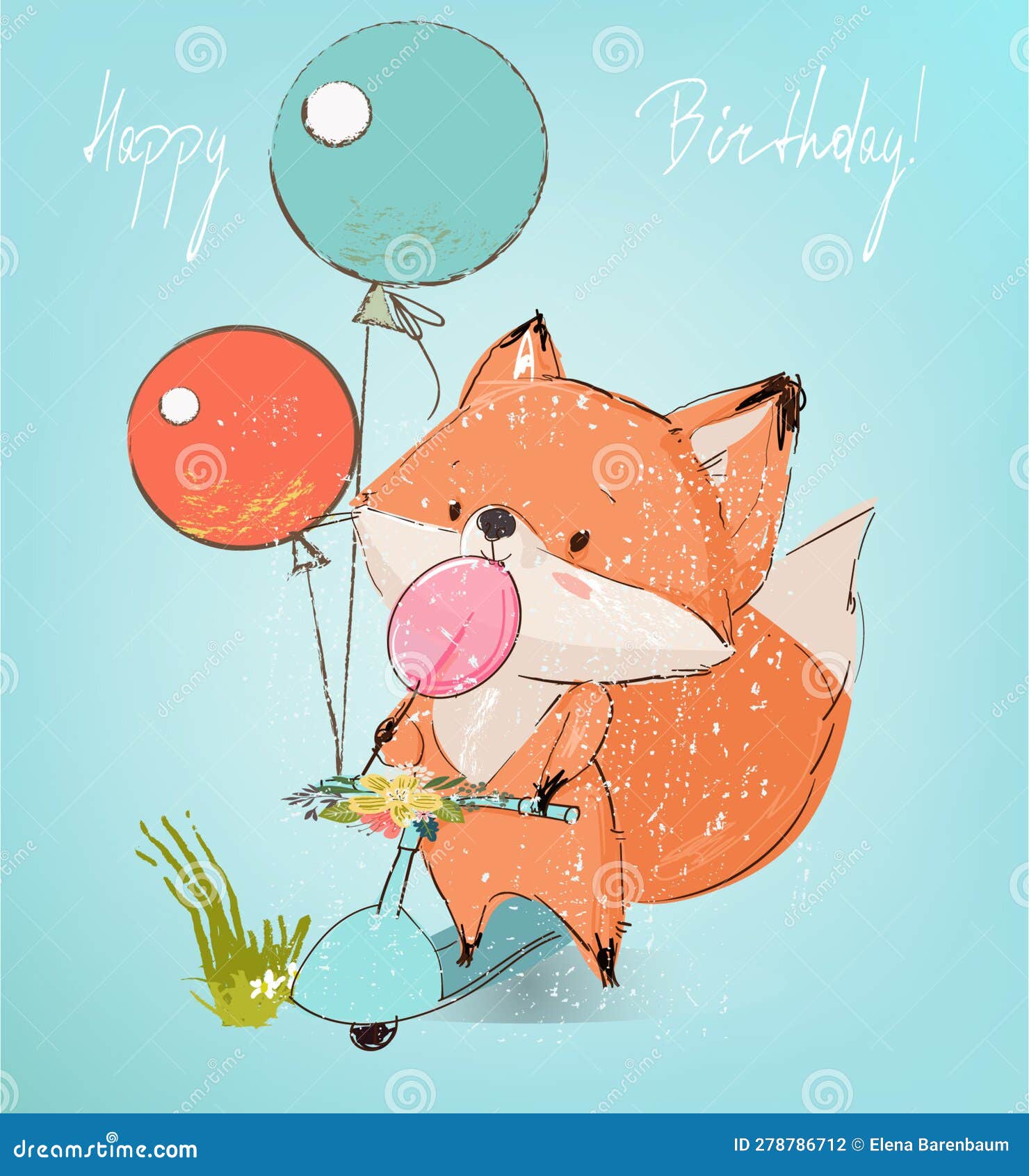 Cute Little Lovely Fox with Bon Bon Stock Vector - Illustration of ...